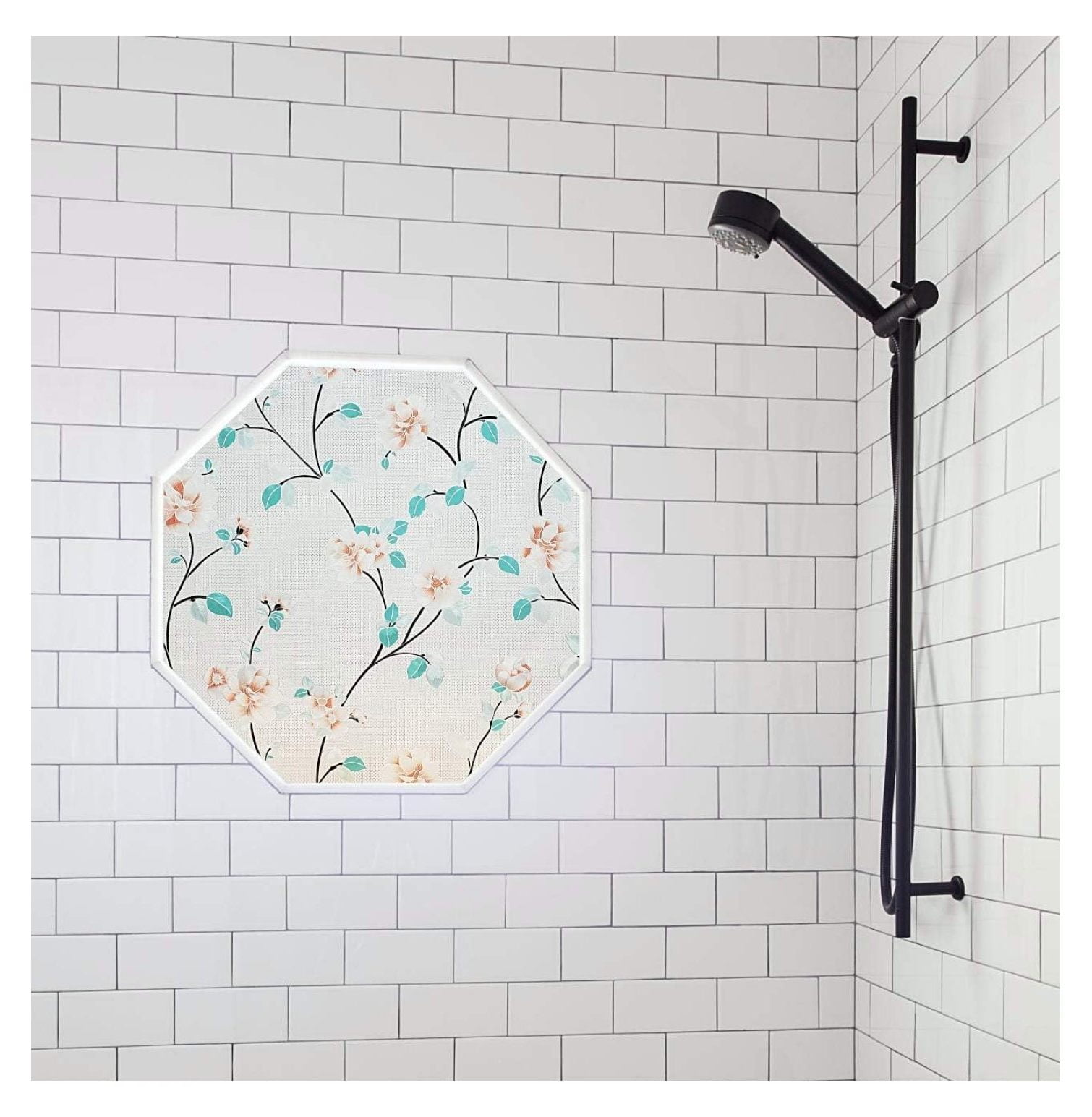 Wang Lin Jun Precut Octagon Window Film, Flower Blossom Design, Self ...