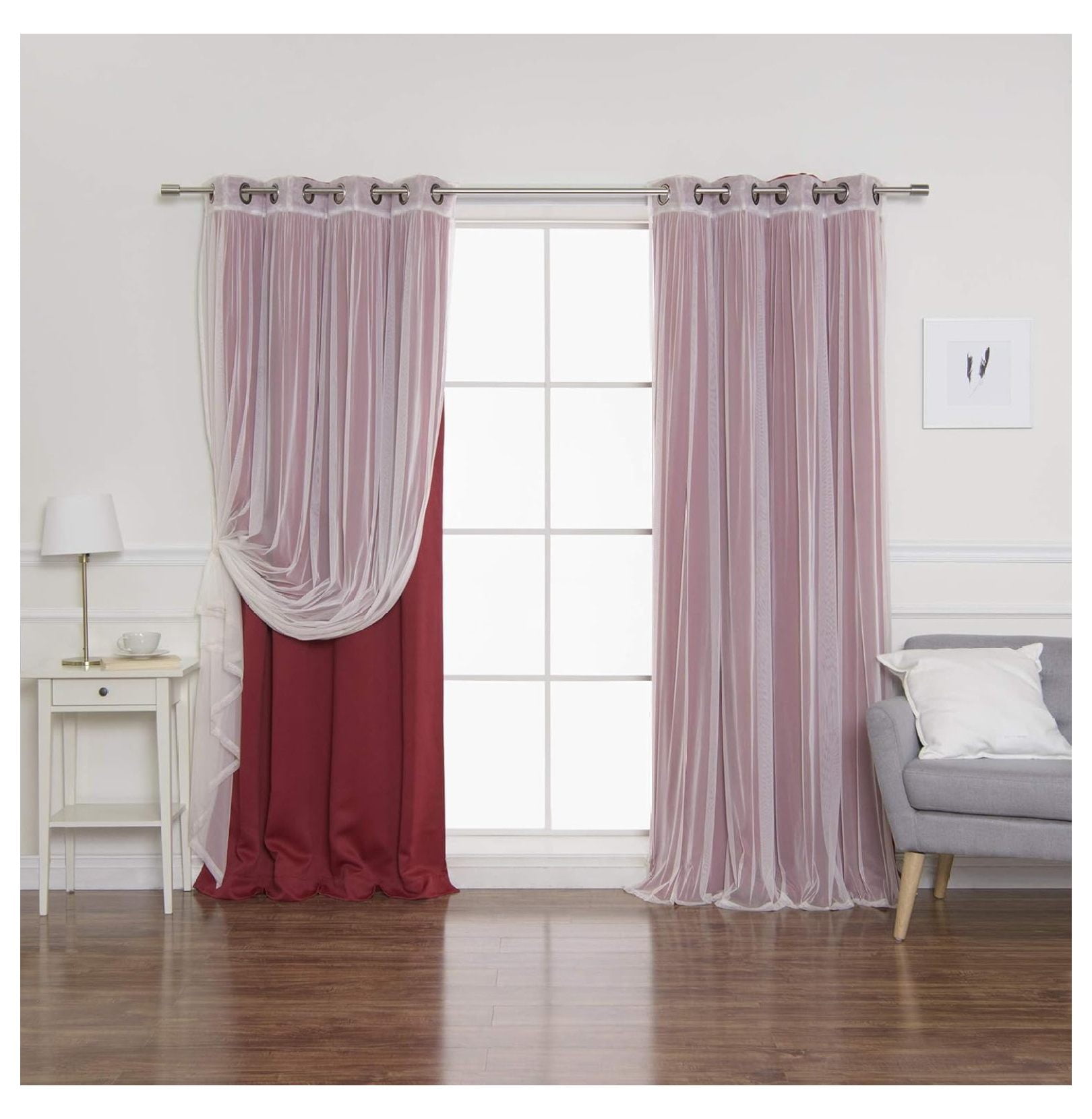 Wang Lin Jun uMIXm Tulle Sheer Lace & Blackout 4 Piece Curtain Set ...