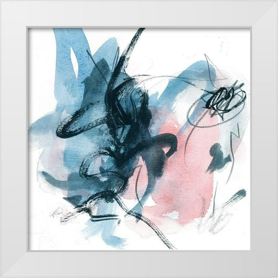 Wang, Melissa 12x12 White Modern Wood Framed Museum Art Print Titled - Abstracted Blues III ...