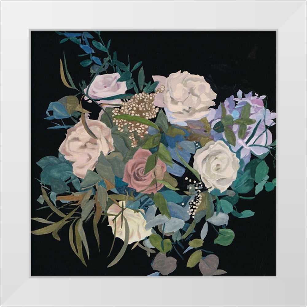 Wang, Melissa 15x15 White Modern Wood Framed Museum Art Print Titled - Violet Bouquet I ...