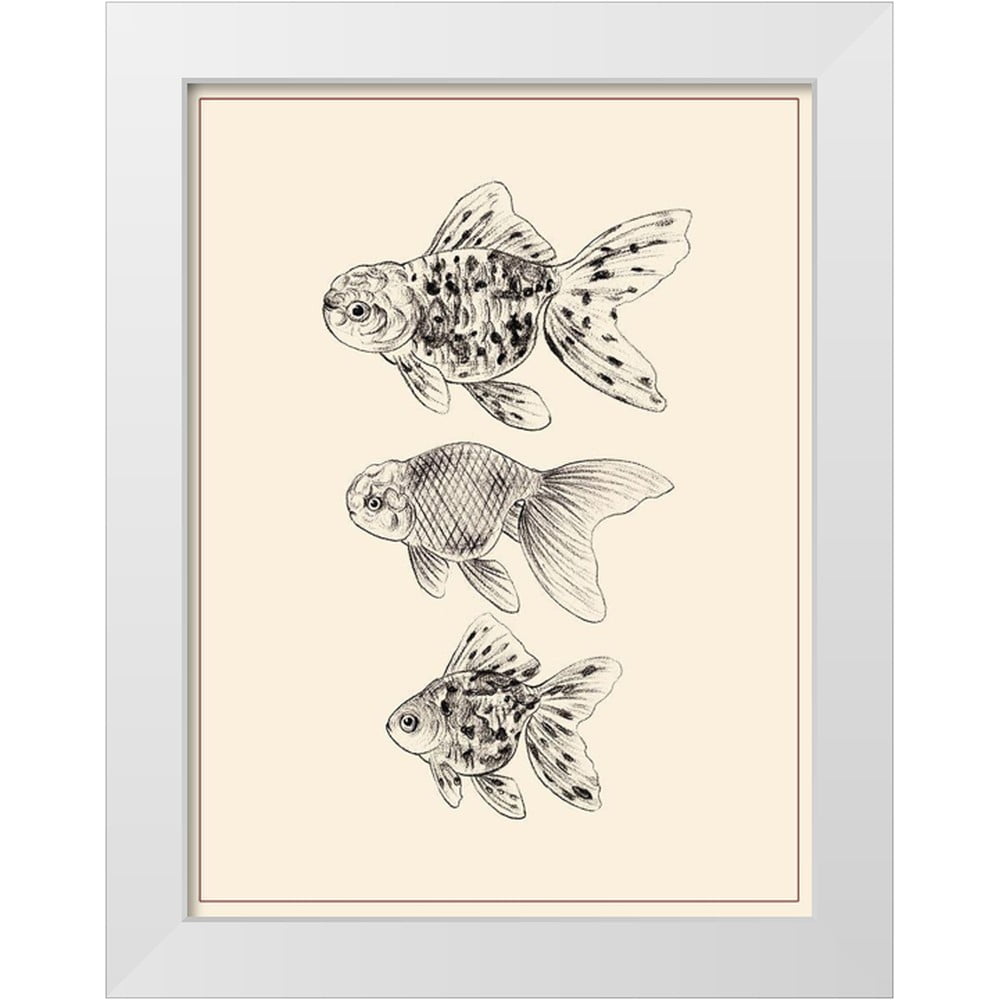 Wang, Melissa 19x24 White Modern Wood Framed Museum Art Print Titled - Goldfish II - Walmart.com