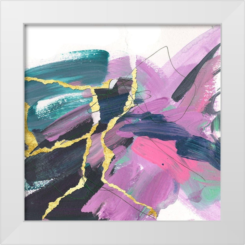Wang, Melissa 20x20 White Modern Wood Framed Museum Art Print Titled - Divided Violet II ...