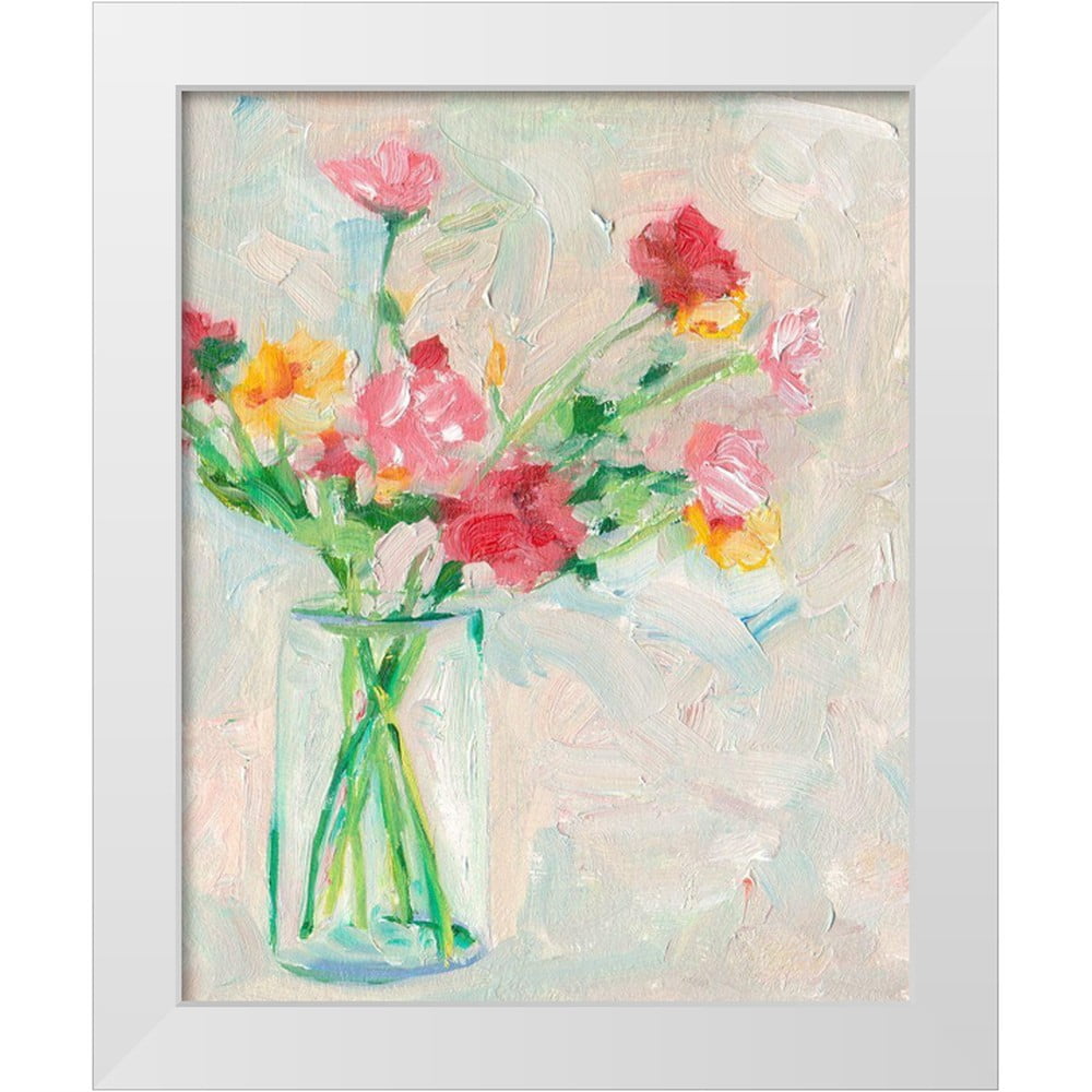 Wang, Melissa 26x32 White Modern Wood Framed Museum Art Print Titled - Painterly Soft Bouquet I ...