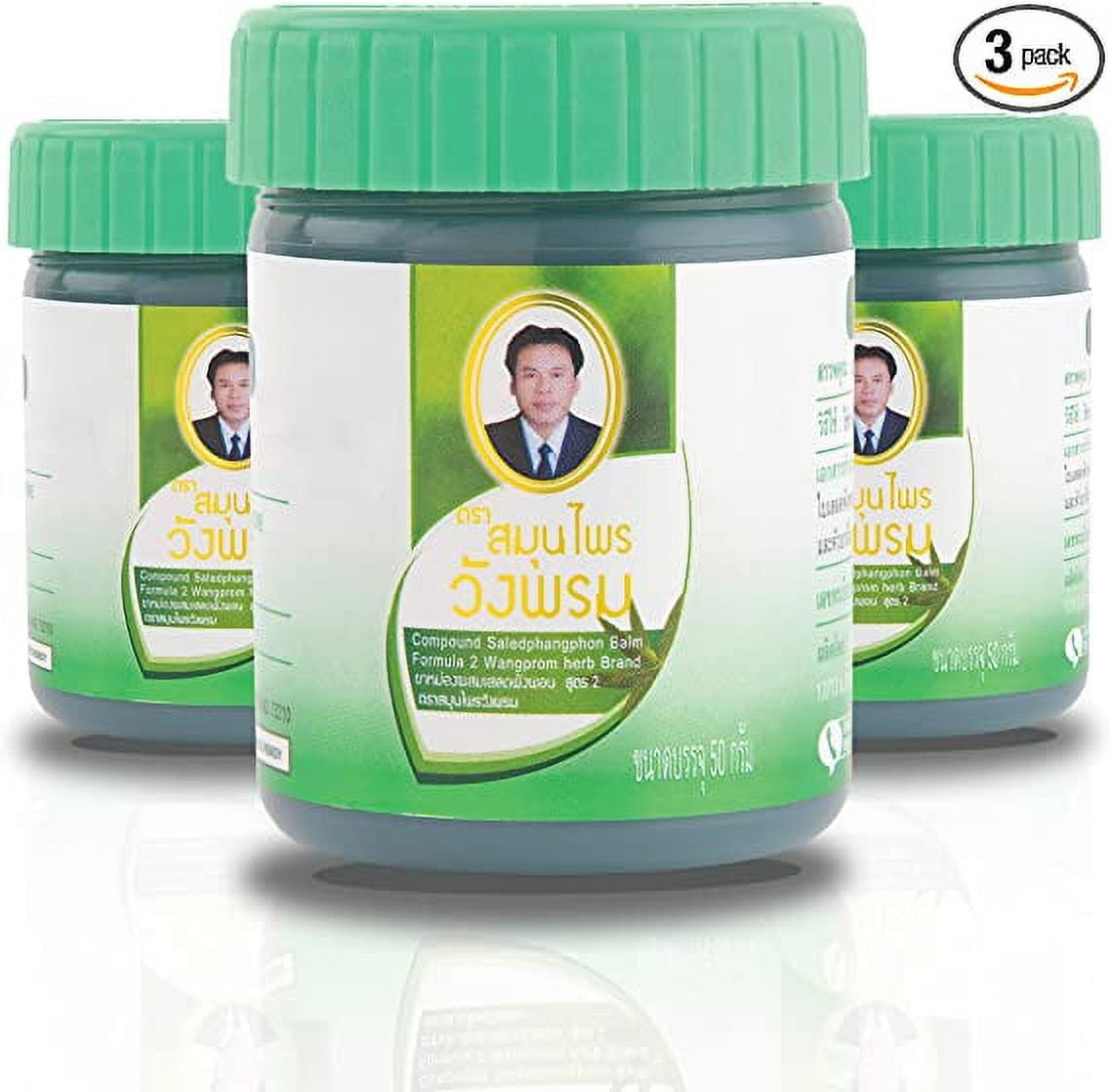 Wang Prom Herbal Balm 50g, Green, Pack of 3, Menthol Sore Ointment ...