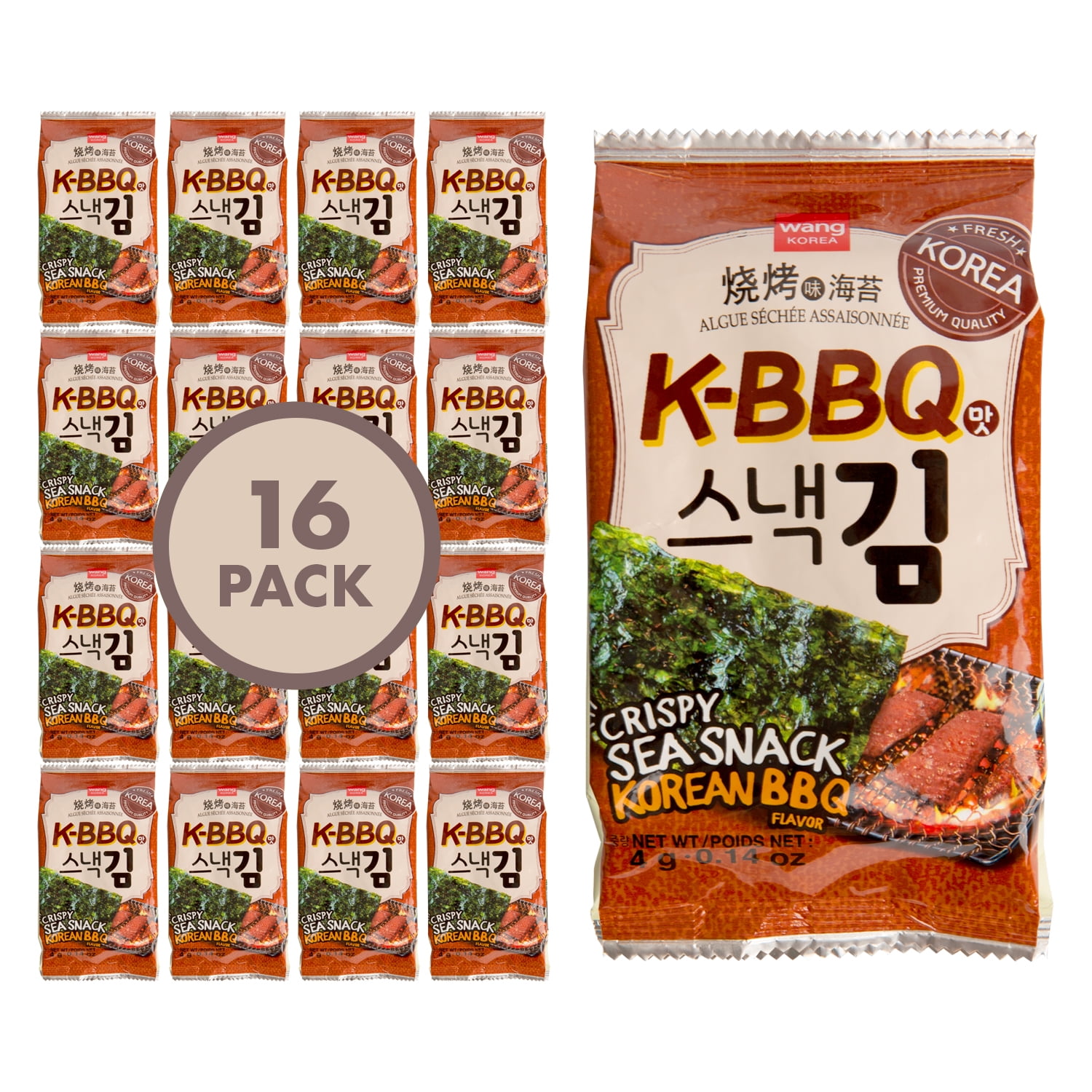 Wang Roasted Seaweed Snack, Korean Barbeque Flavored, Keto-friendly ...