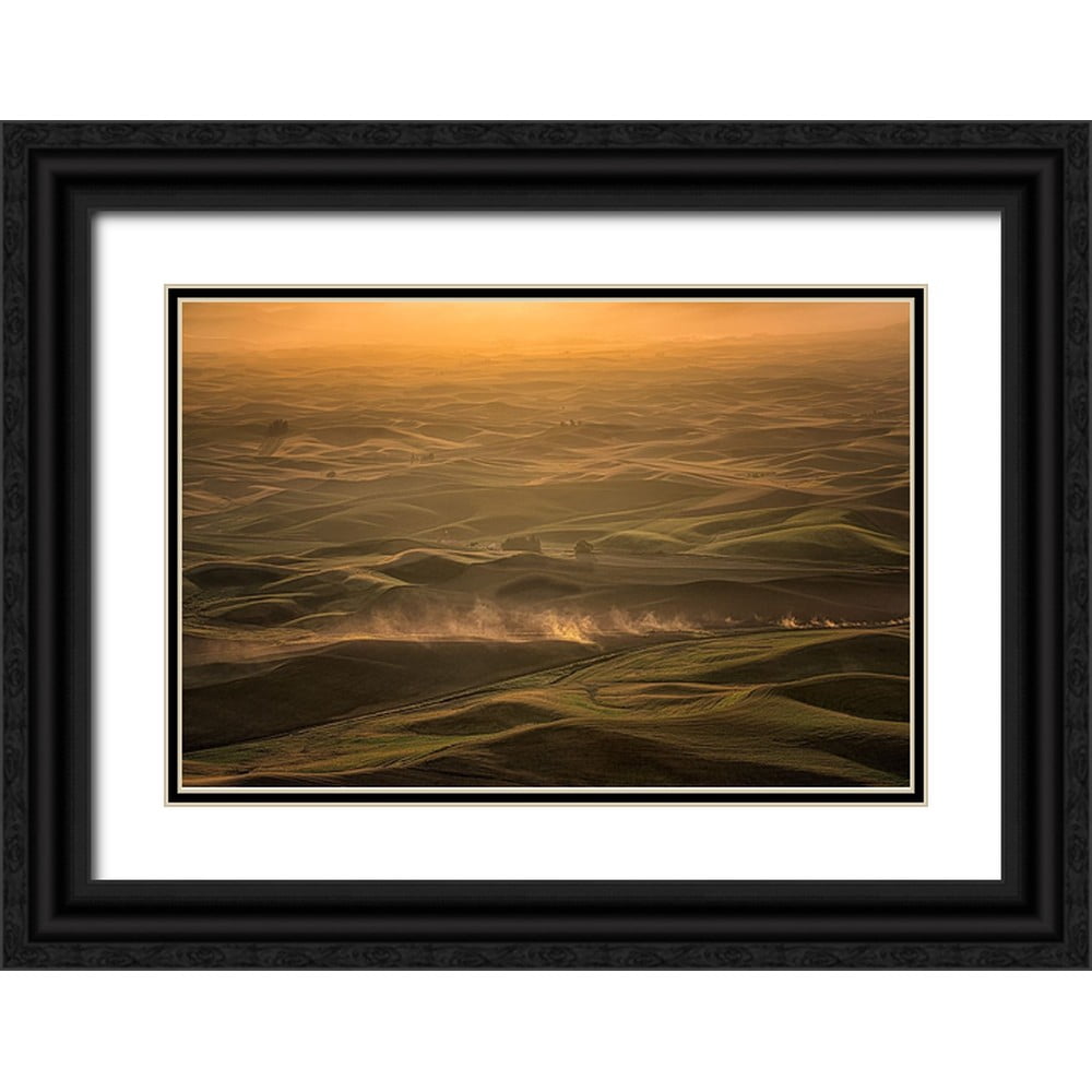 Wang, Ti 32x23 Black Ornate Wood Framed with Double Matting Museum Art ...