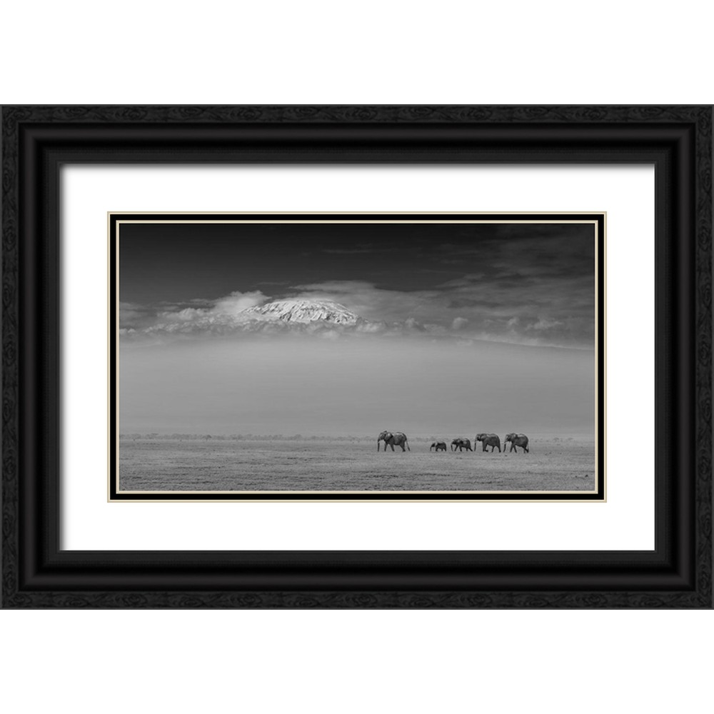 Wang, Yun 32x20 Black Ornate Wood Framed with Double Matting Museum Art ...