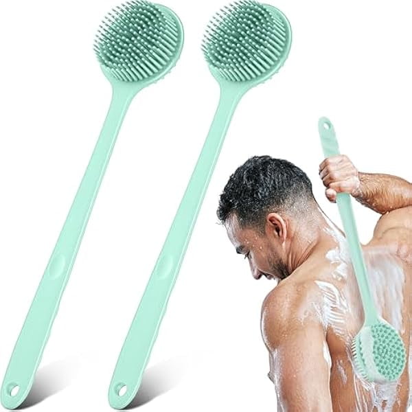 WangHooo 2 Pack 15 Inch Soft Silicone Back Scrubber with Long Handle ...