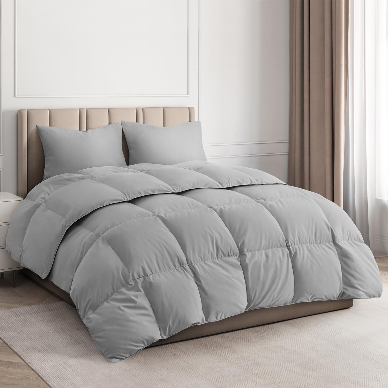 WangSiDun Down Alternative Comforters, All Season Light Gray Comforters ...