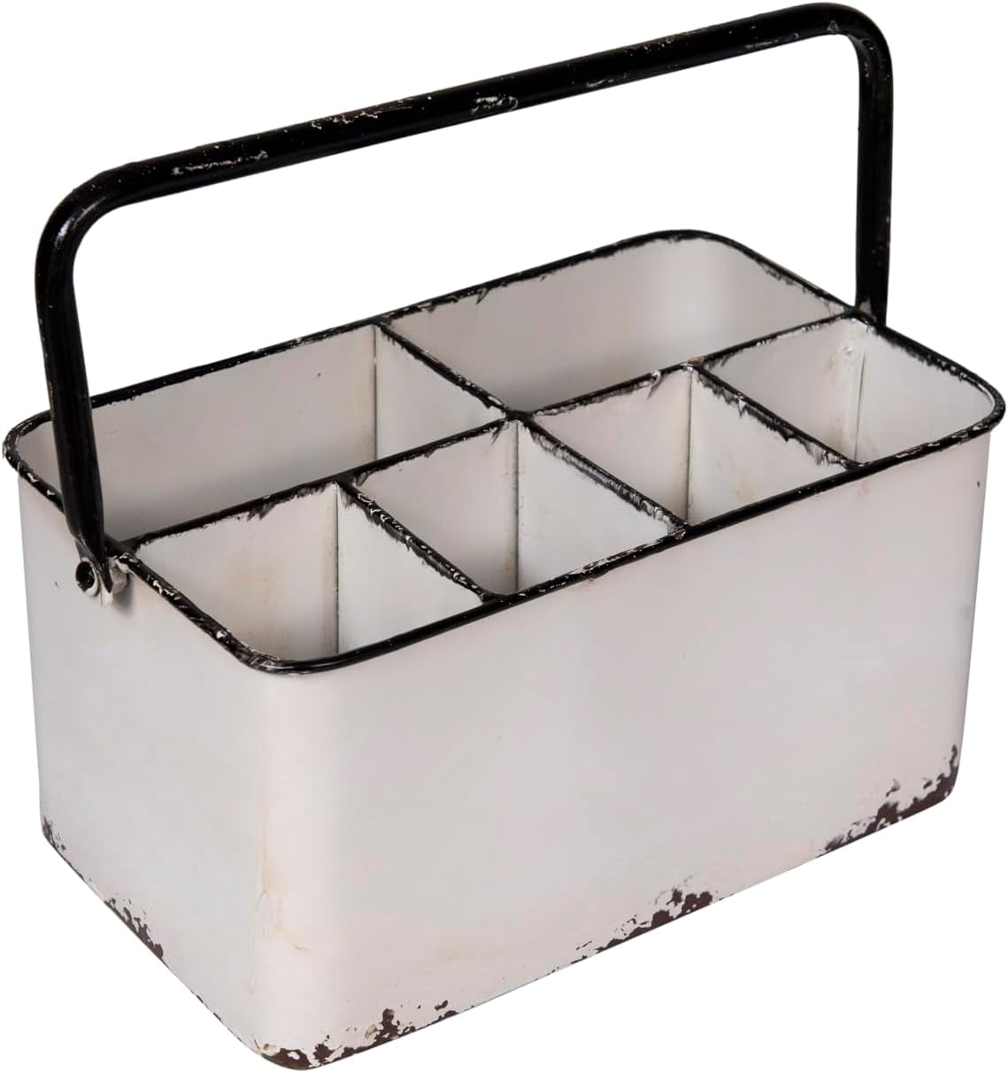 Wangding Distressed White Metal Caddy with 6 Compartments - Walmart.com