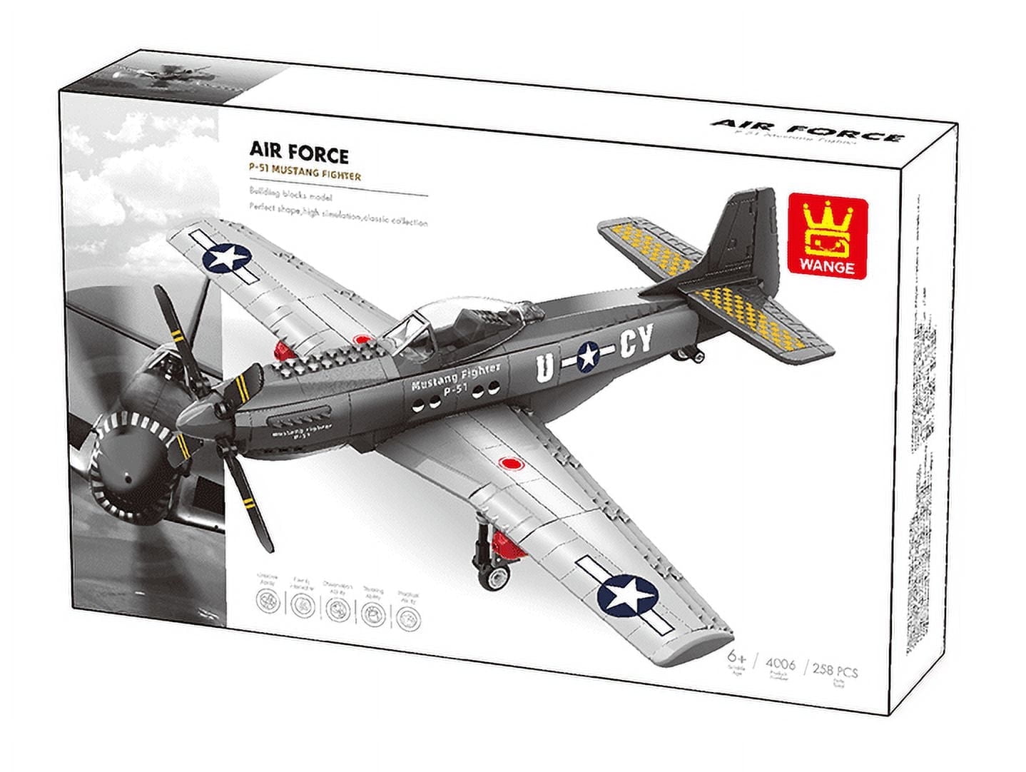 Wange P-51 Mustang Fighter WW2 Airplane Building Block Set, Military ...
