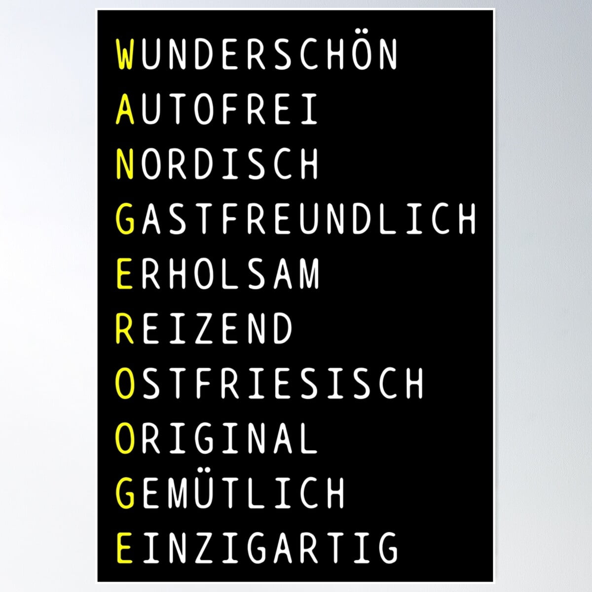 Wangerooge Adjectives Poster Wall Art, Modern Wall Decor For Living ...