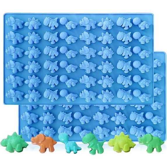Wanghooo 2-Pack Dinosaur Silicone Molds 96 Cavities Total for Gummy ...
