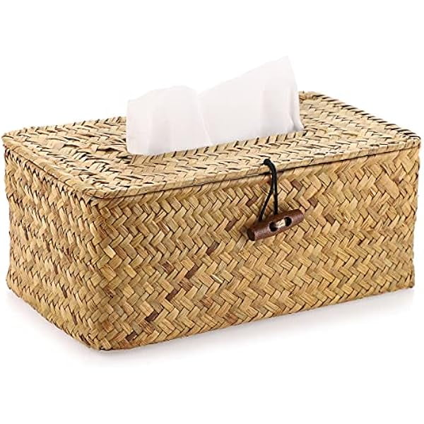 Wanghooo Tissue Box Cover Rectangle Tissue Box Seagrass Tissue Box ...