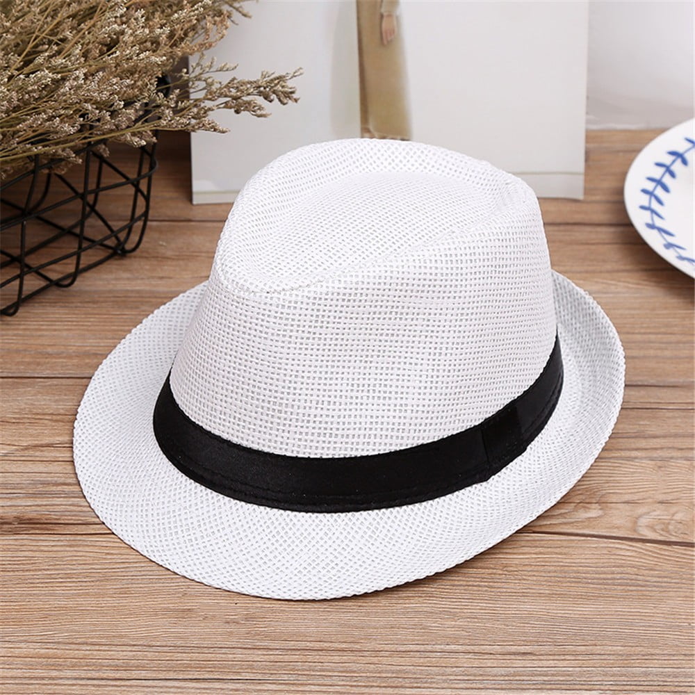 Wangkekeji Children Kids Summer Beach Straw Hat Jazz Panama Fedora Hat ...