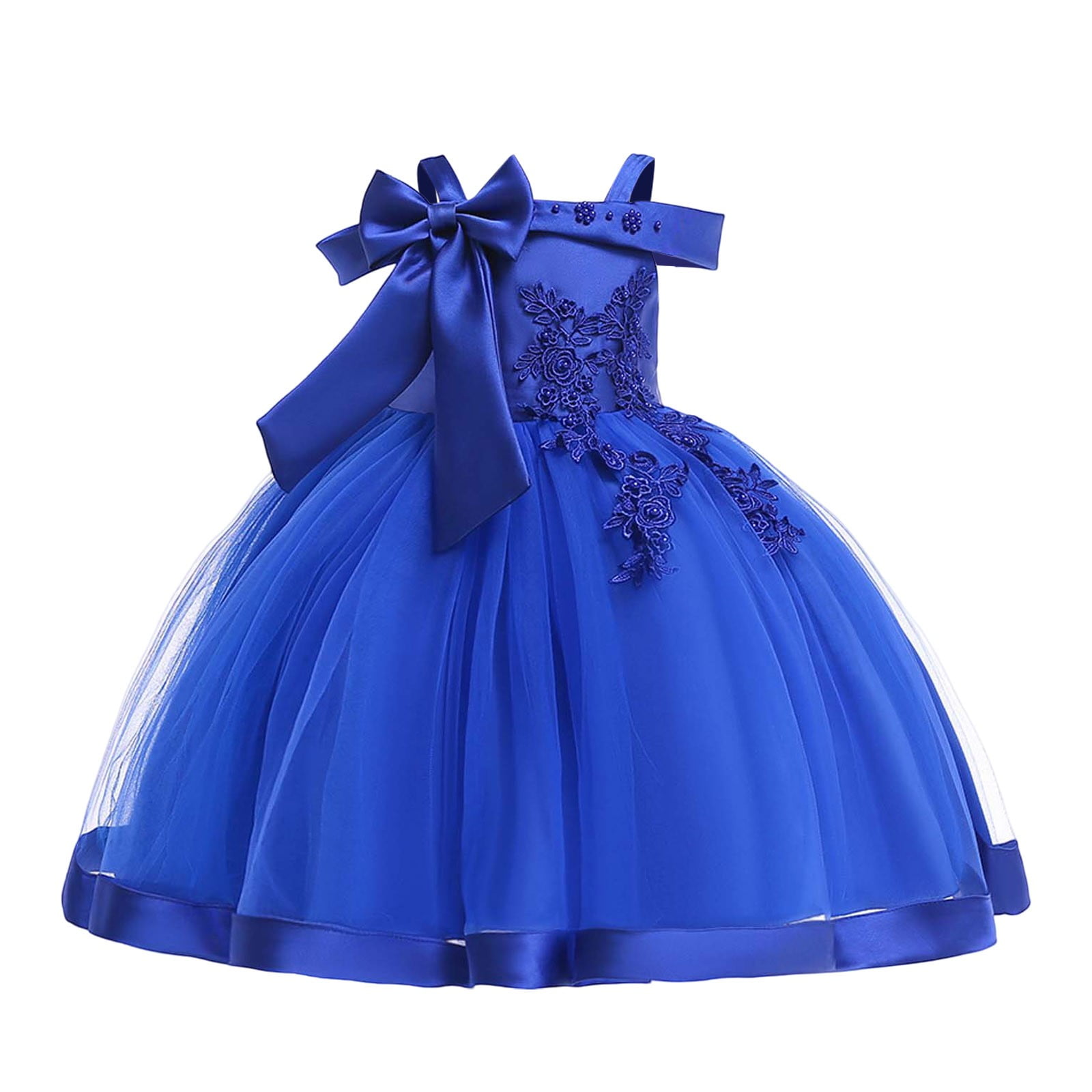 Wangkekeji Little Girls' Off Shoulder Bow Evening Gown Pageant Dress ...