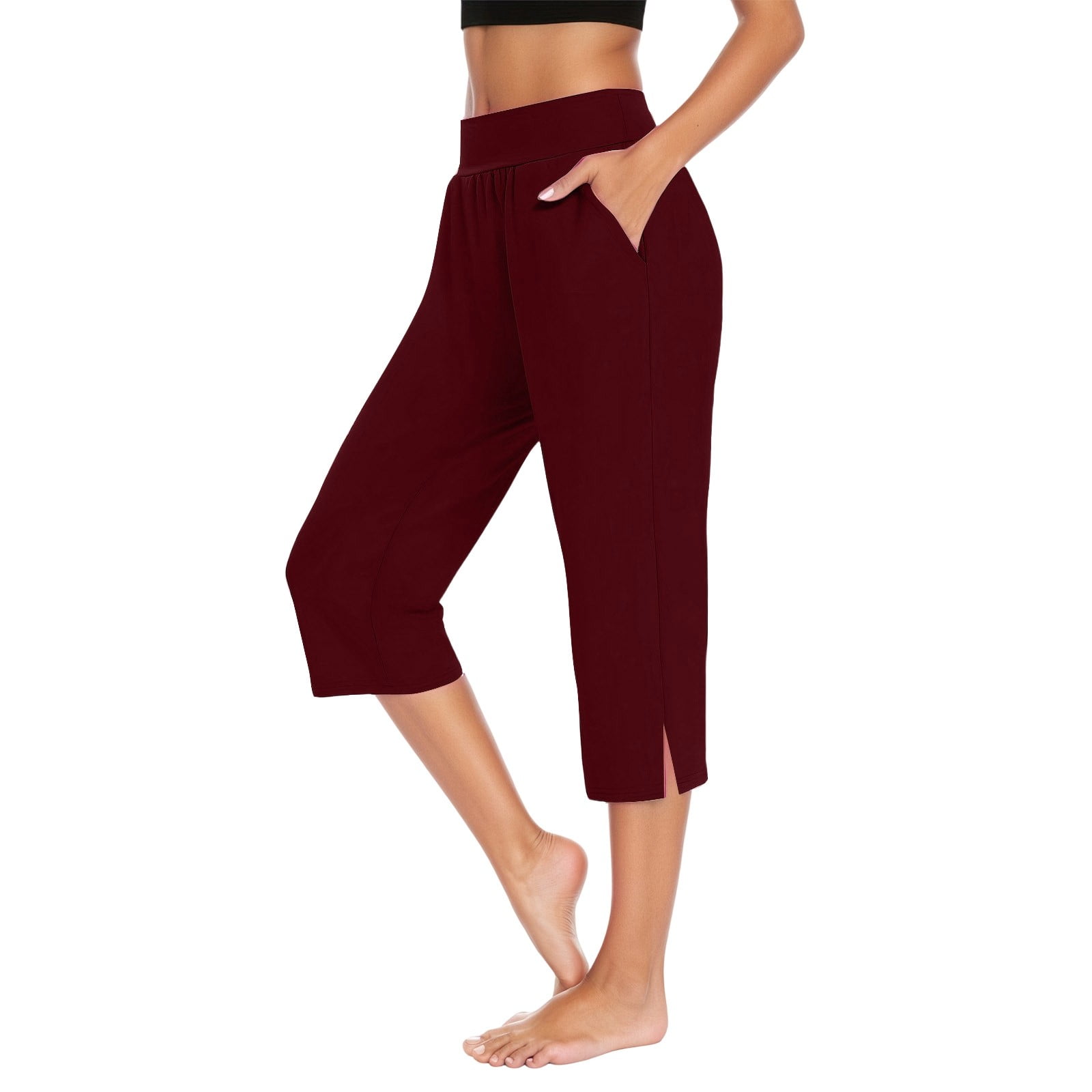 Wangmeiwg Casual Summer Capris For Everyday Wear With Side Slits ...
