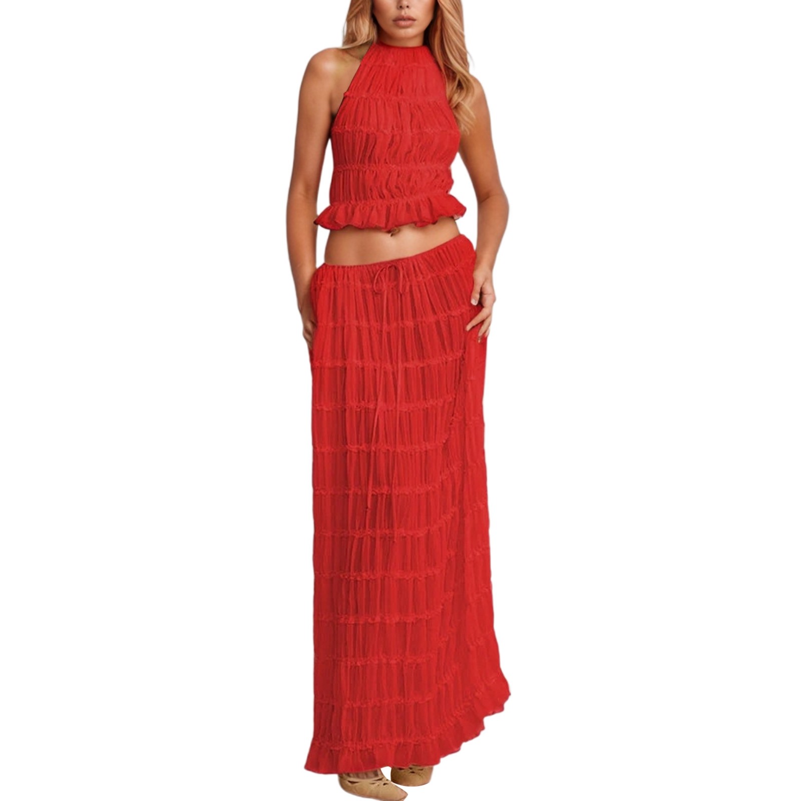 Wangmeiwg Elegant Long Skirt Suit For Beach Parties Neck Backless ...