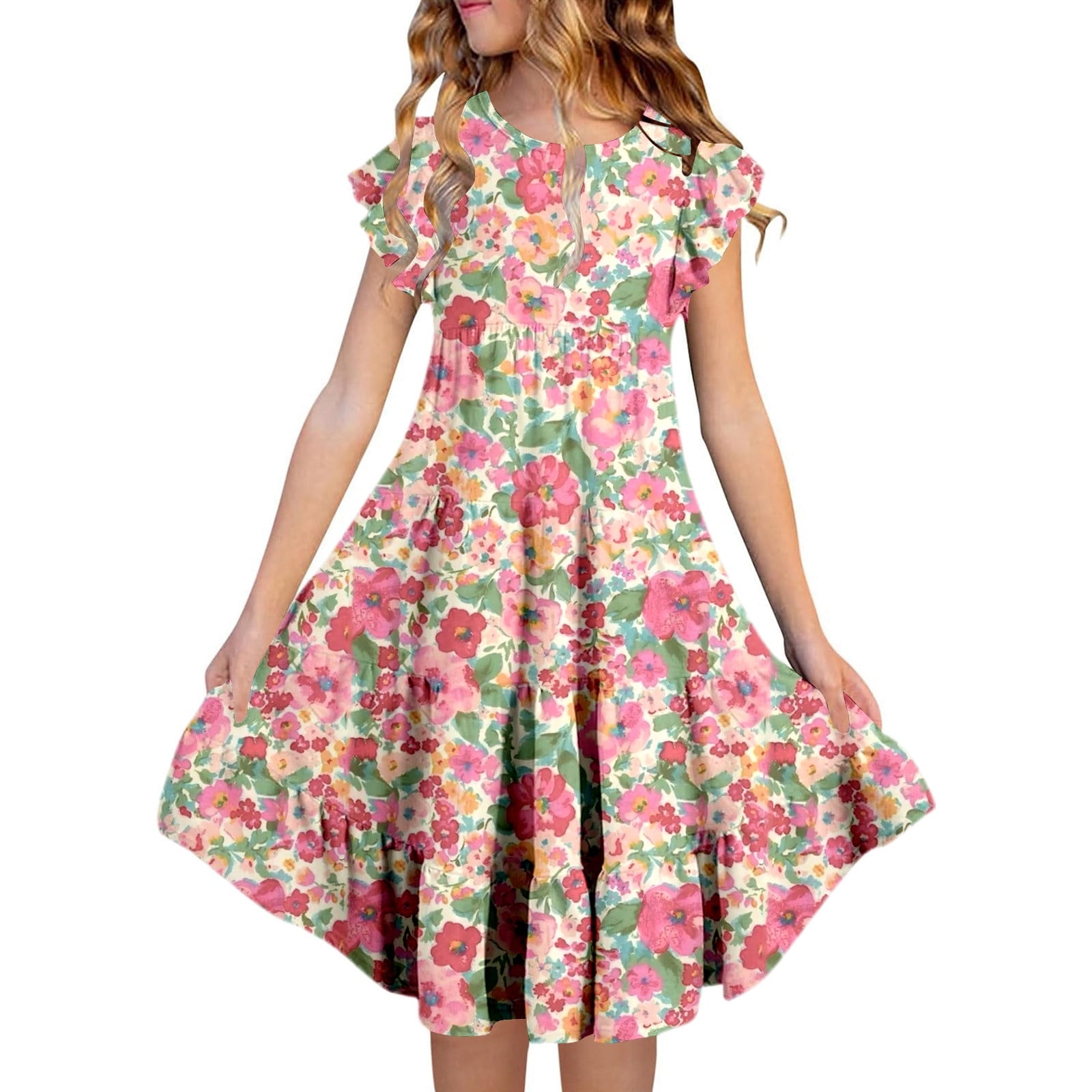 Wangmeiwg Floral Girls Dresses For Summer Beach Pool Outdoor Play ...