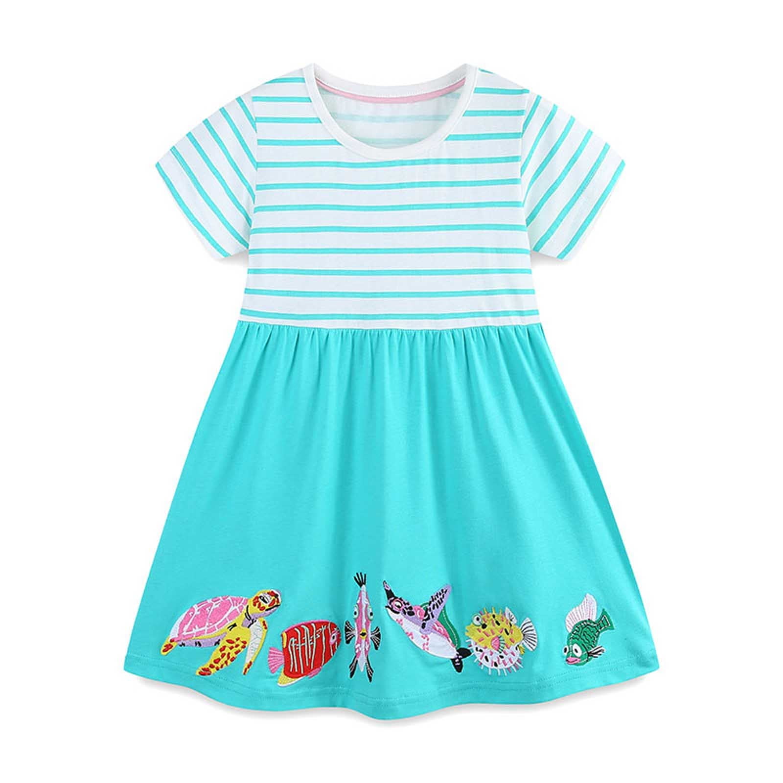 Wangmeiwg Girls' Embroidered Dress With Under The Sea Appliqués | Coton ...