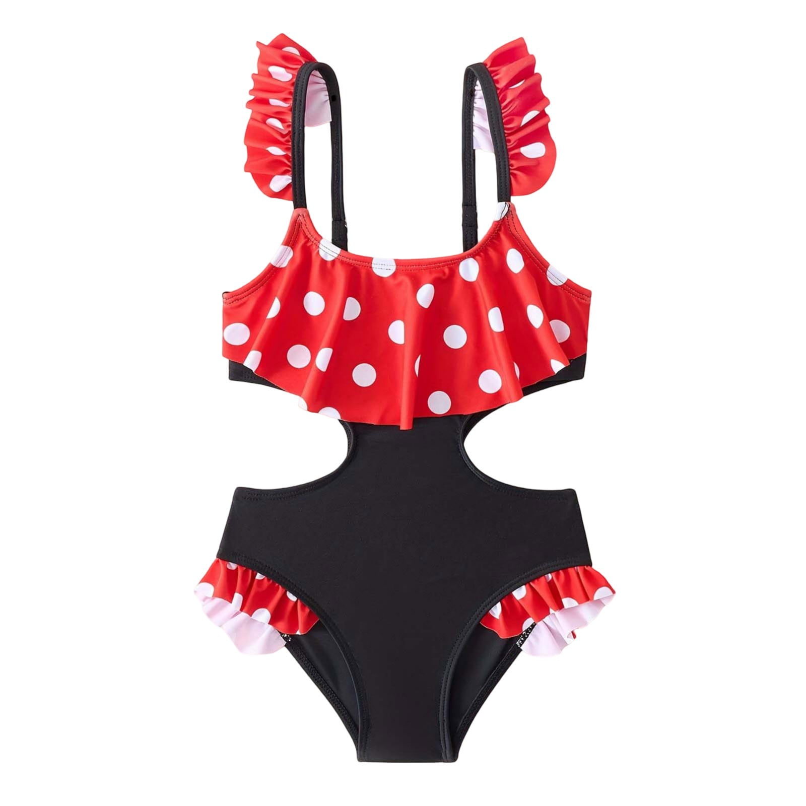 Wangmeiwg Girls' Swimsuit Ruffled Printed Cute Wind Children's Swimsuit ...