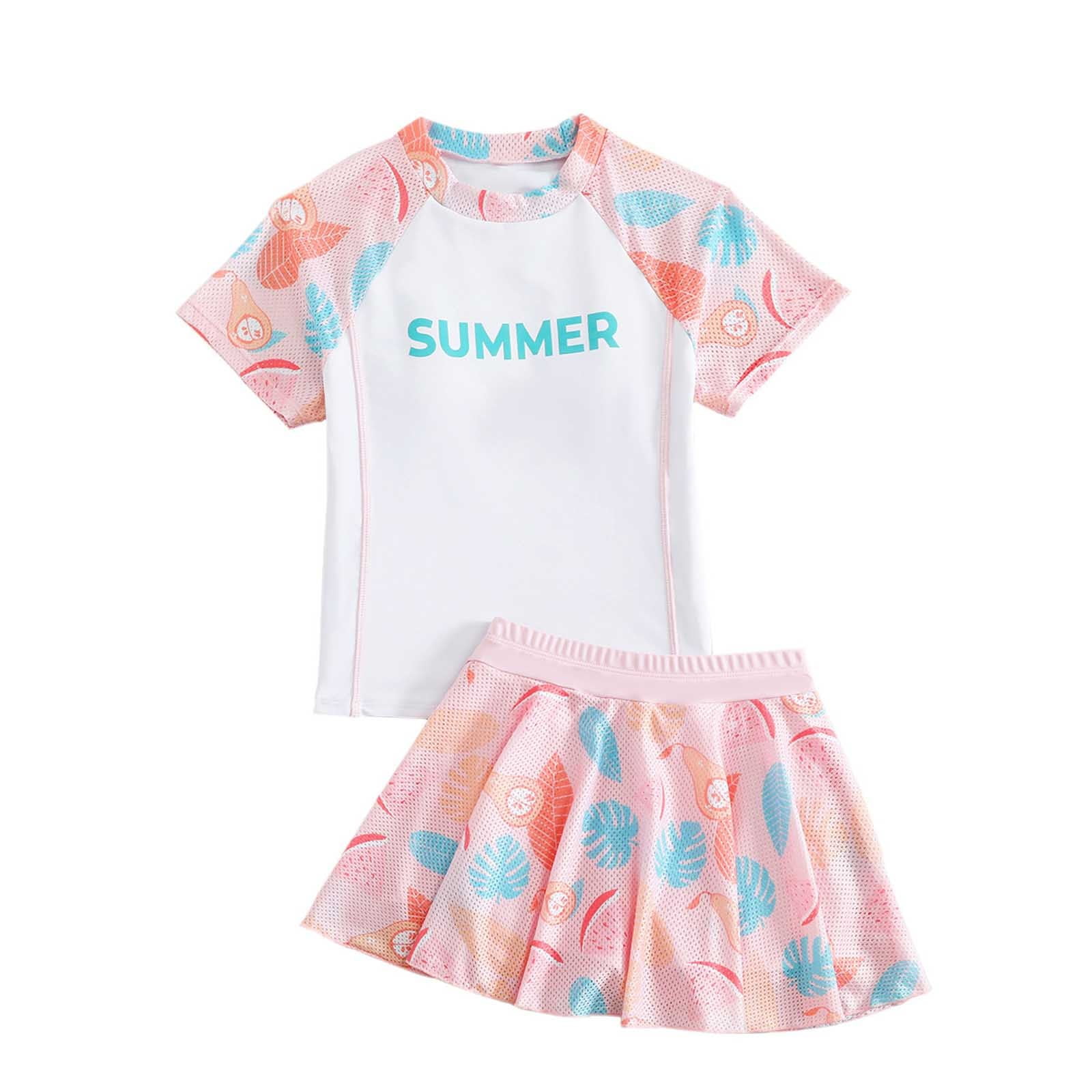 Wangmeiwg Girls' Two Piece Swimsuit With Floral Fruit Letter Print ...