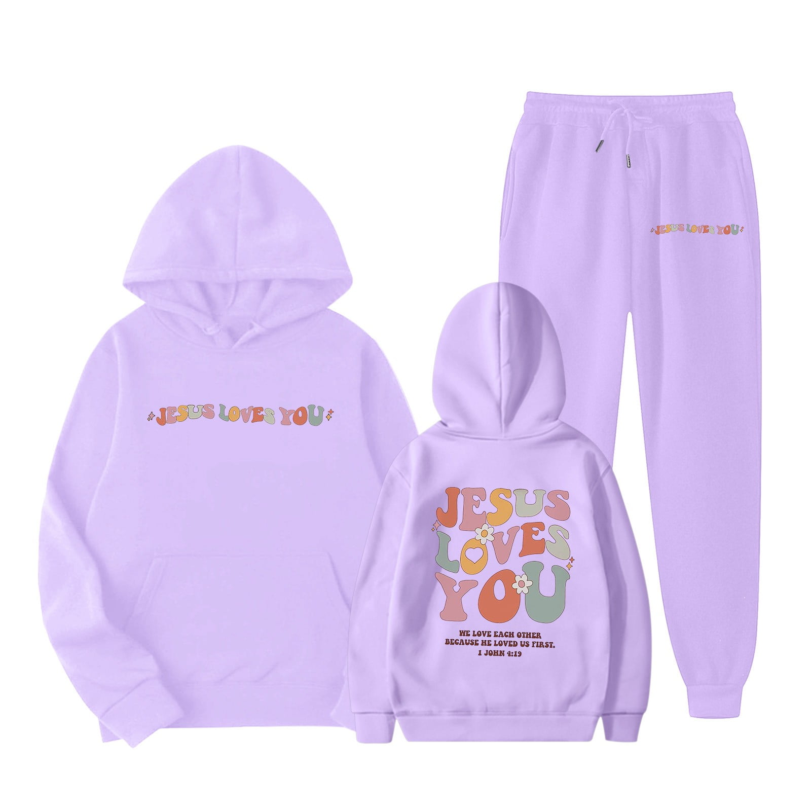 Wangmeiwg Girls Winter Outfit Set Casual Wear Printed Hooded Sweatshirt ...