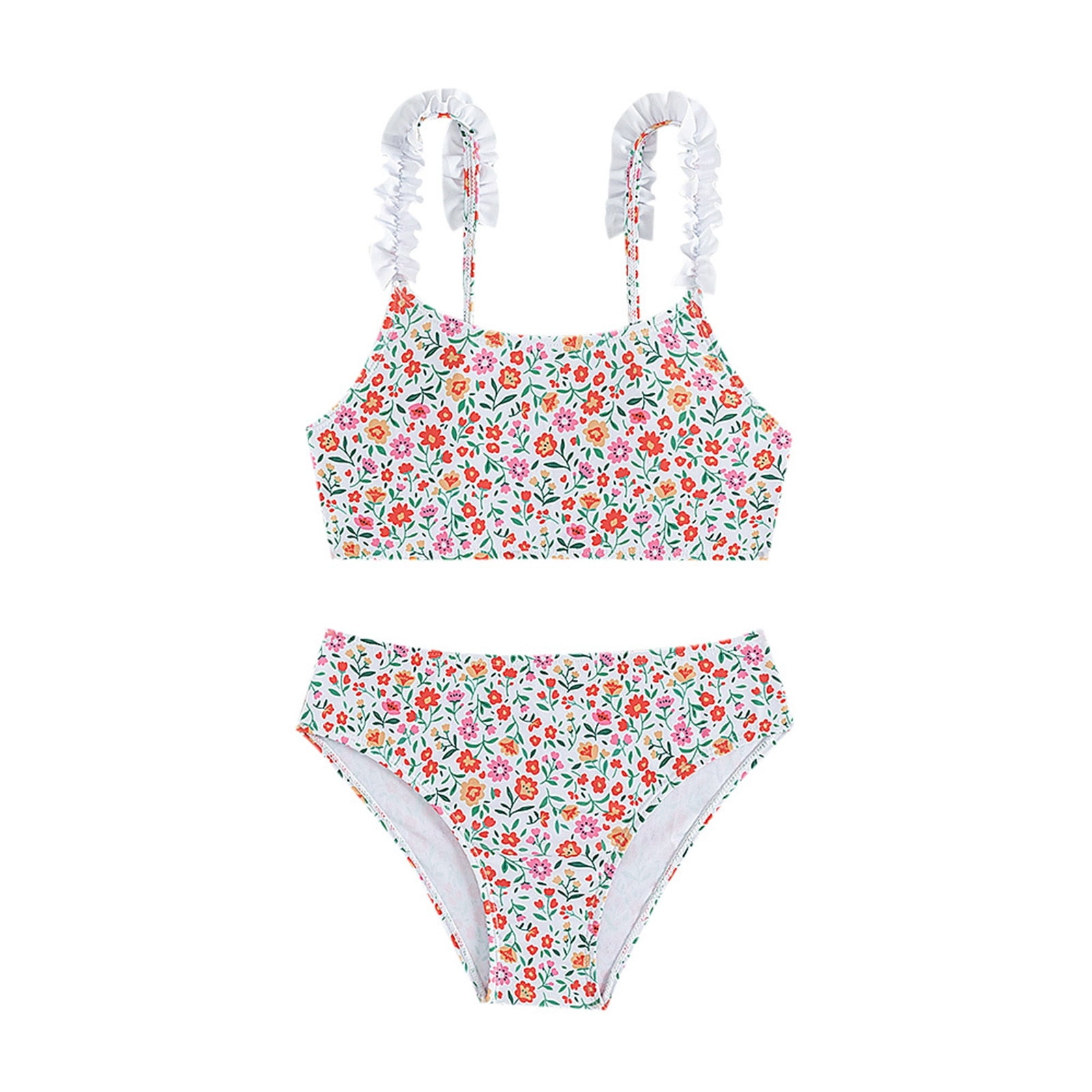 Wangmeiwg Kids Girl's Floral Print 2 Piece Swimsuit Swimwear Bathing ...