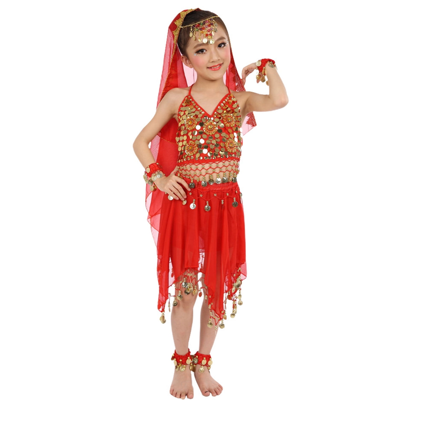 Wangmeiwg Sparkling Girls Dance Elegant Show Belly Outfit with Sequin ...