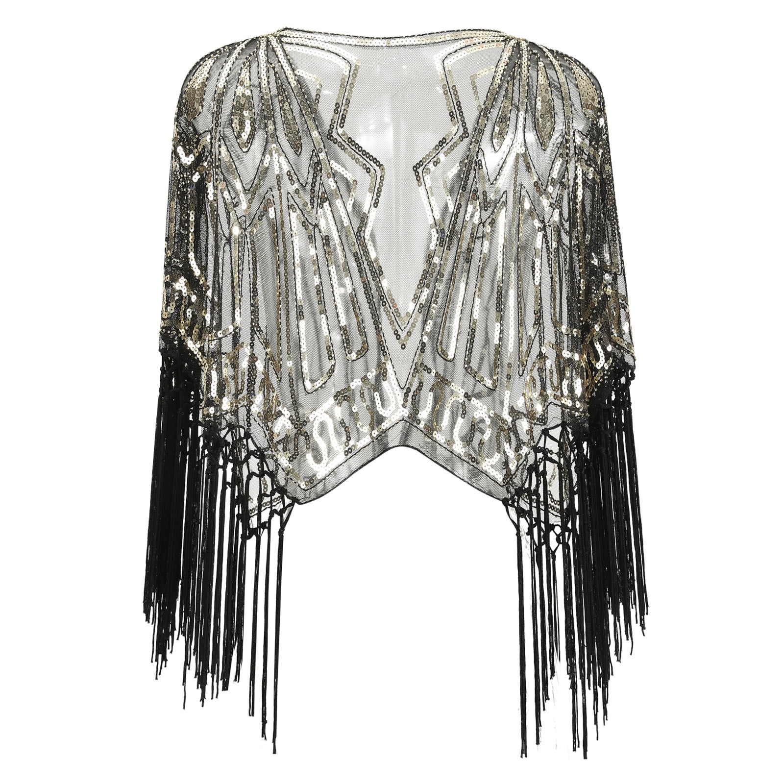 Wangmeiwg Women's 1920s Shawl Beaded Sequin Deco Evening Cape Flapper ...