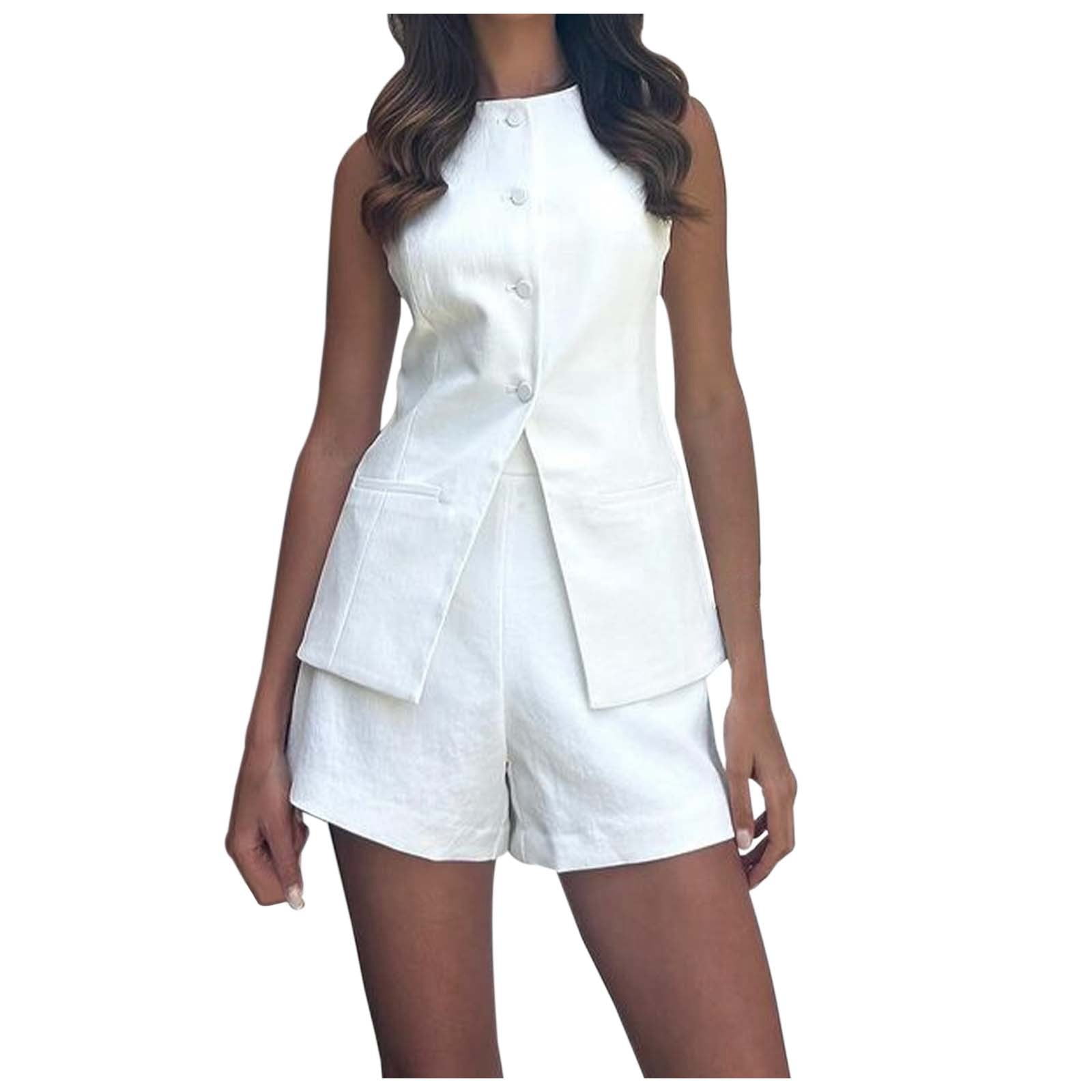 Wangmeiwg Women's Business Casual Sleeveless Vest And Shorts Set For ...