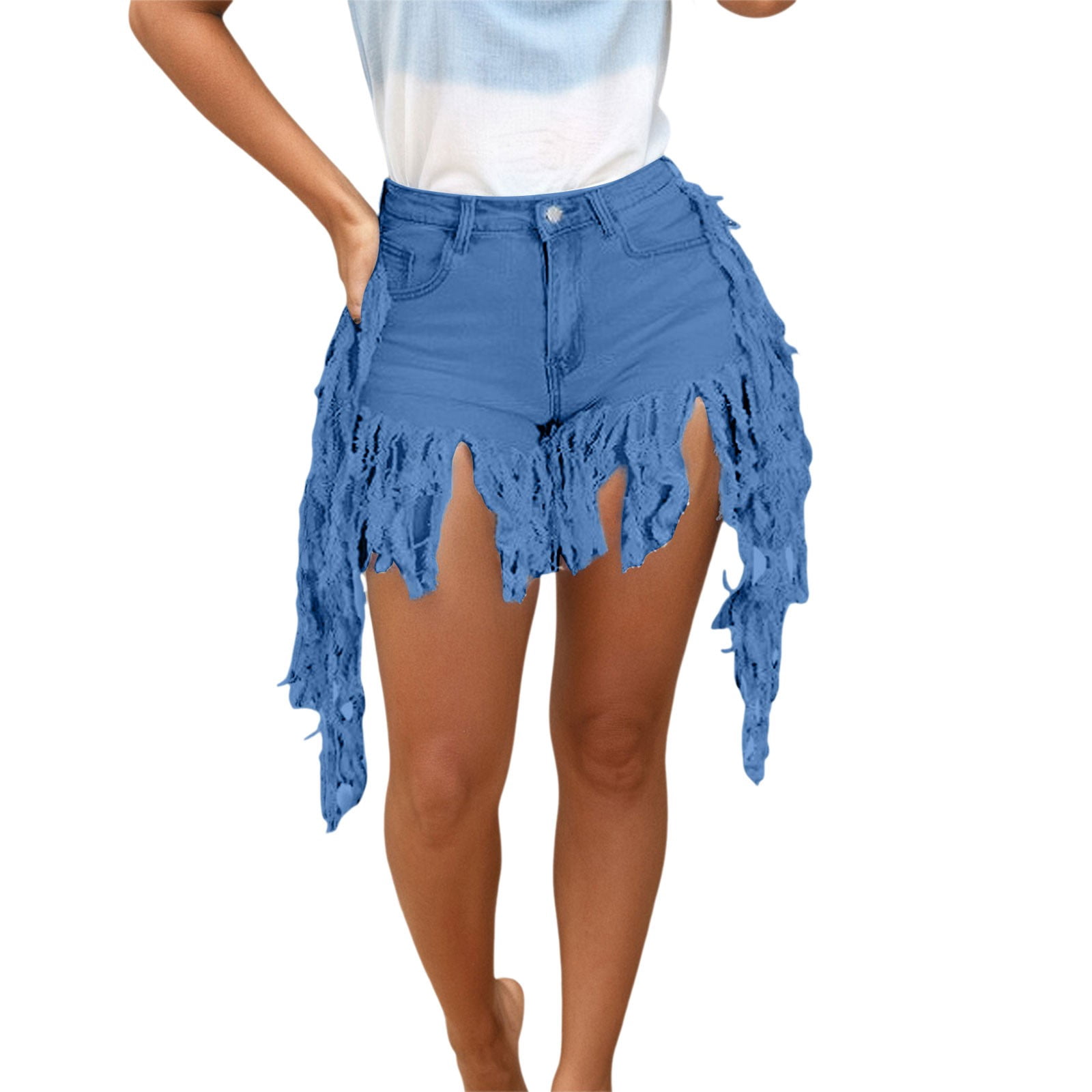 Wangmeiwg Women's Casual Shorts With Fringe Detail Comfortable Summer ...