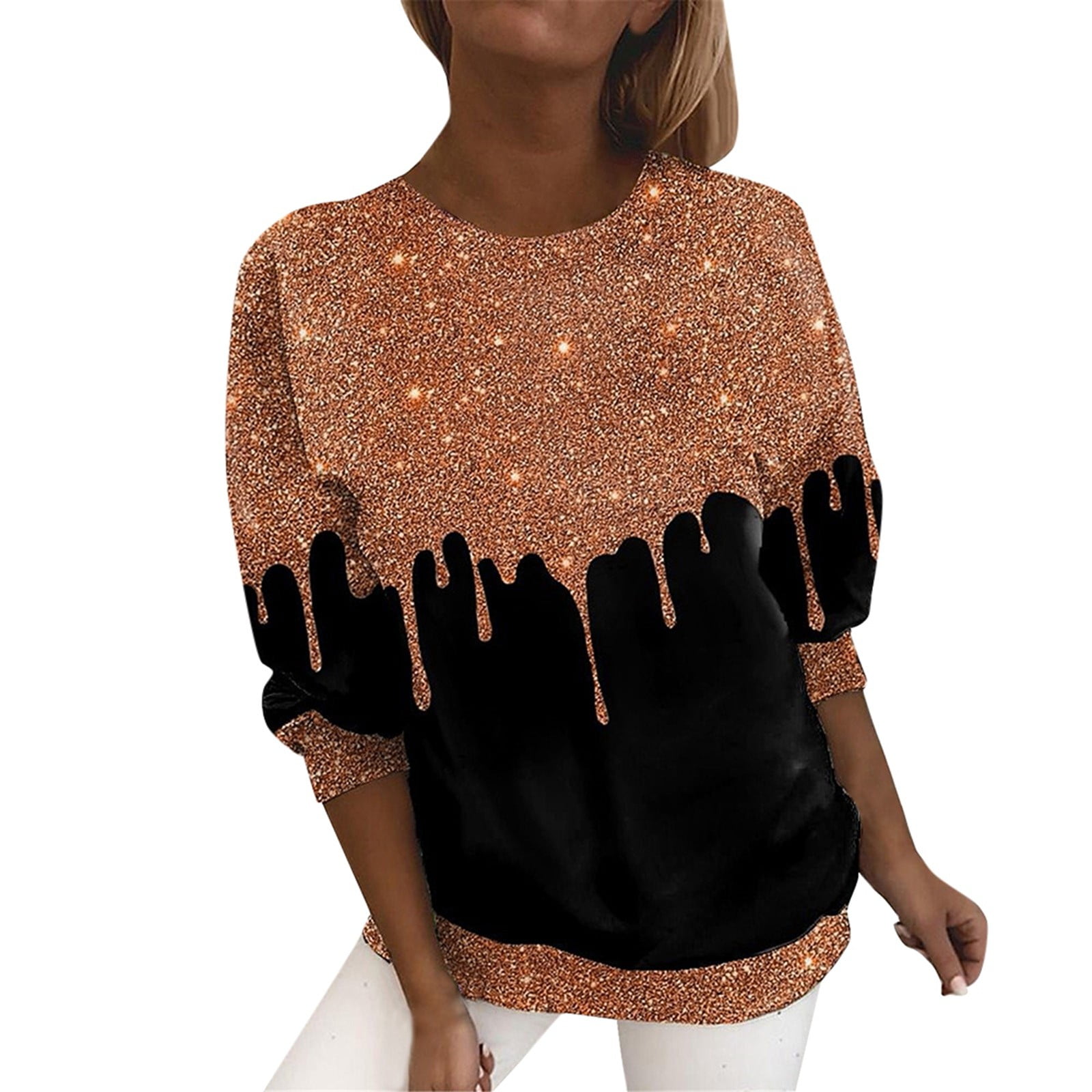 Wangmeiwg Women's Sequin Festival Top Loose Fit Casual Blouse For Rave ...