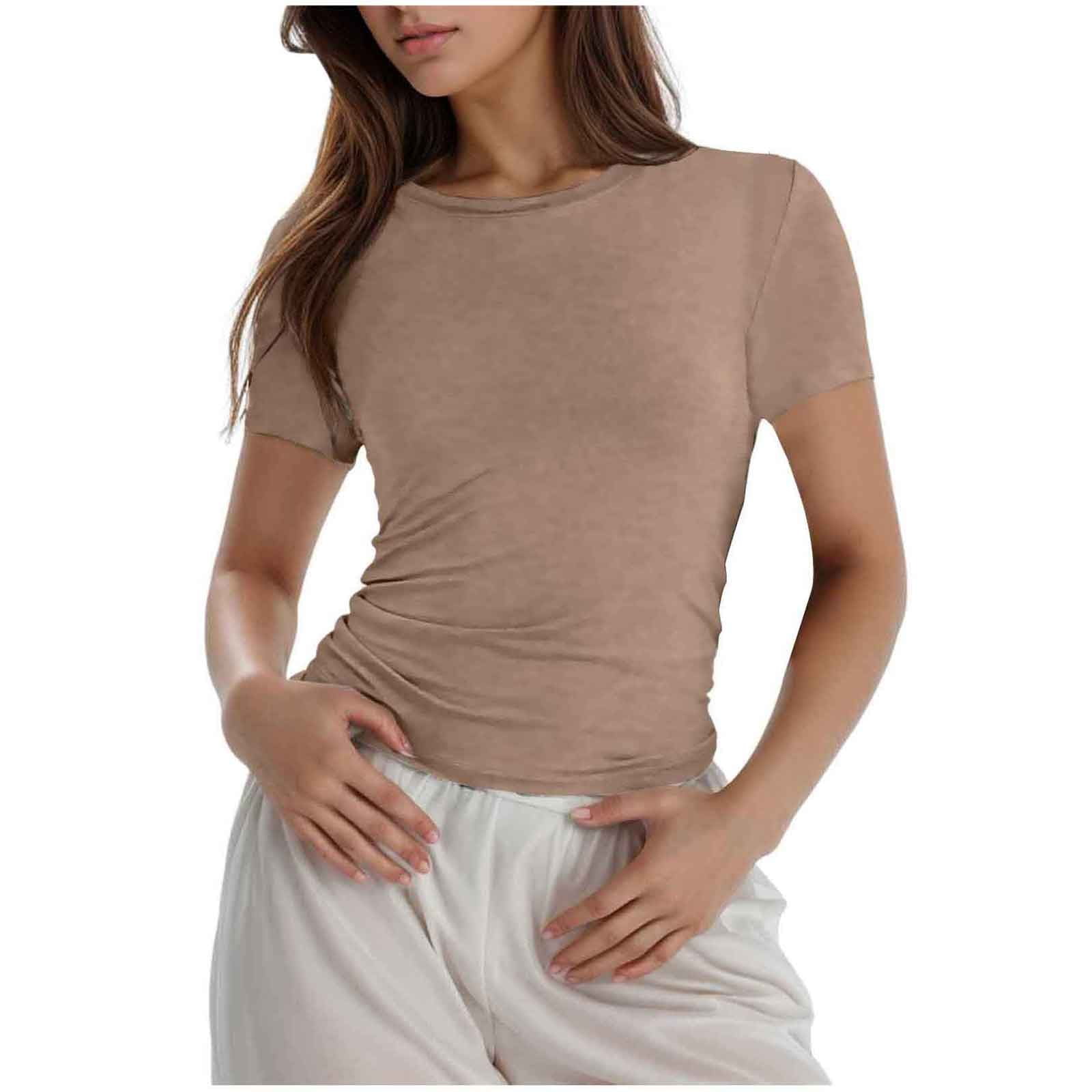 Wangmeiwg Womens Trendy Slim Short Sleeve Basic Sexy Slim Bottom T Shirt Tops Women S Long ...