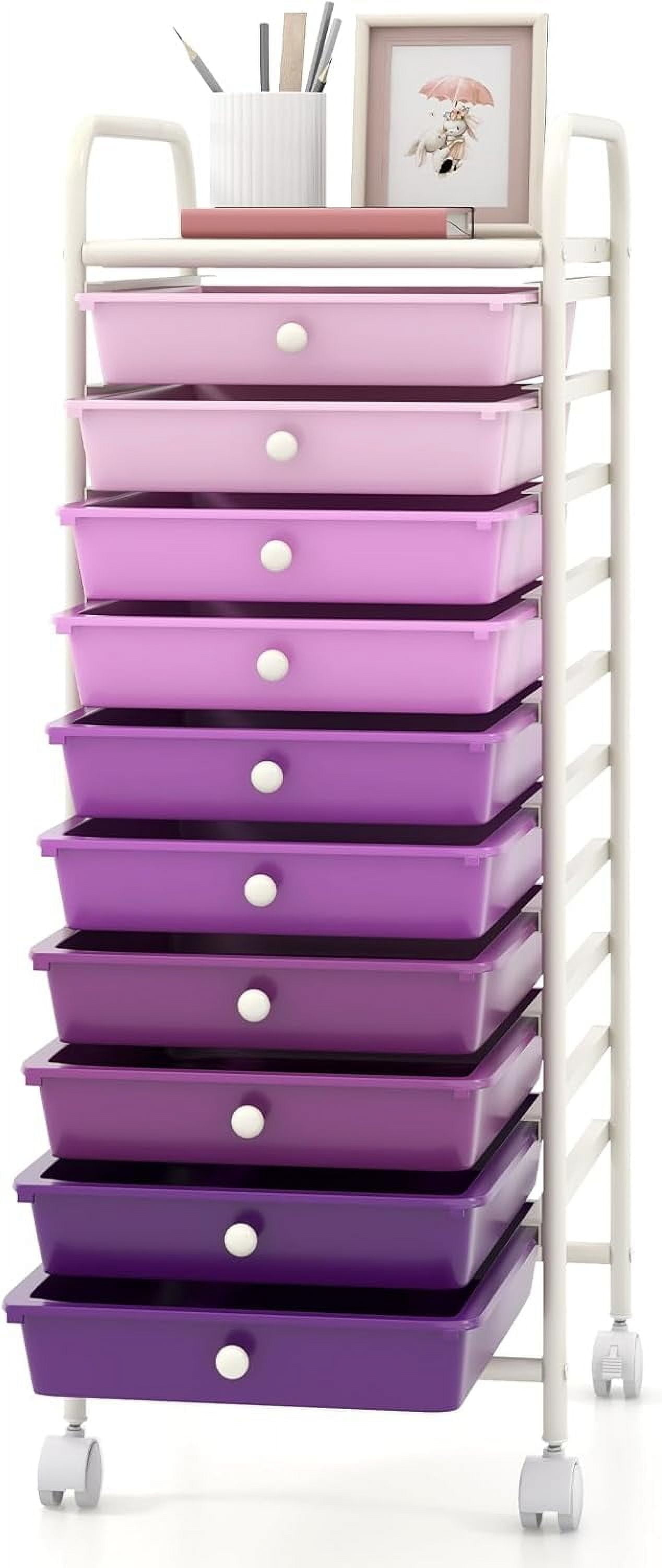 Wangood 10-Drawer Rolling Storage Drawer Cart, Utility Cart with ...