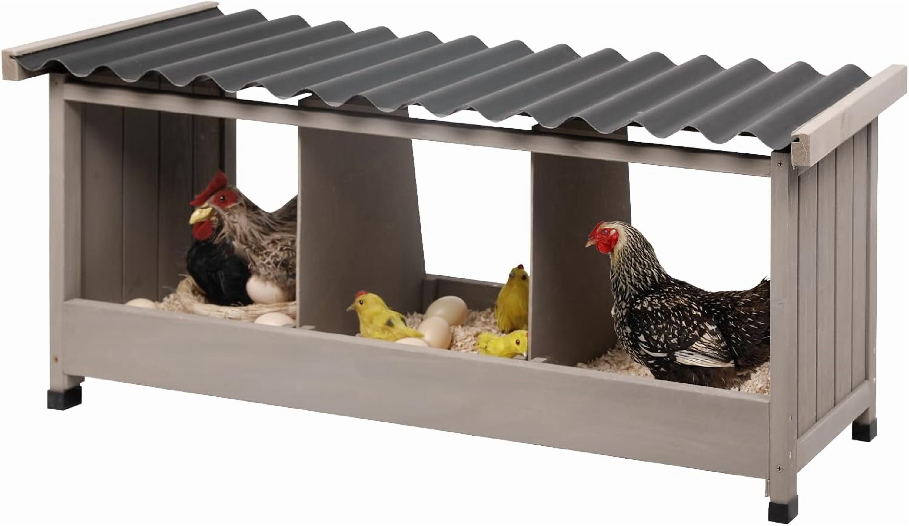 Wangood 38" L Chicken Nesting Boxes,3 Holes Wooden Chicks Laying Boxes ...