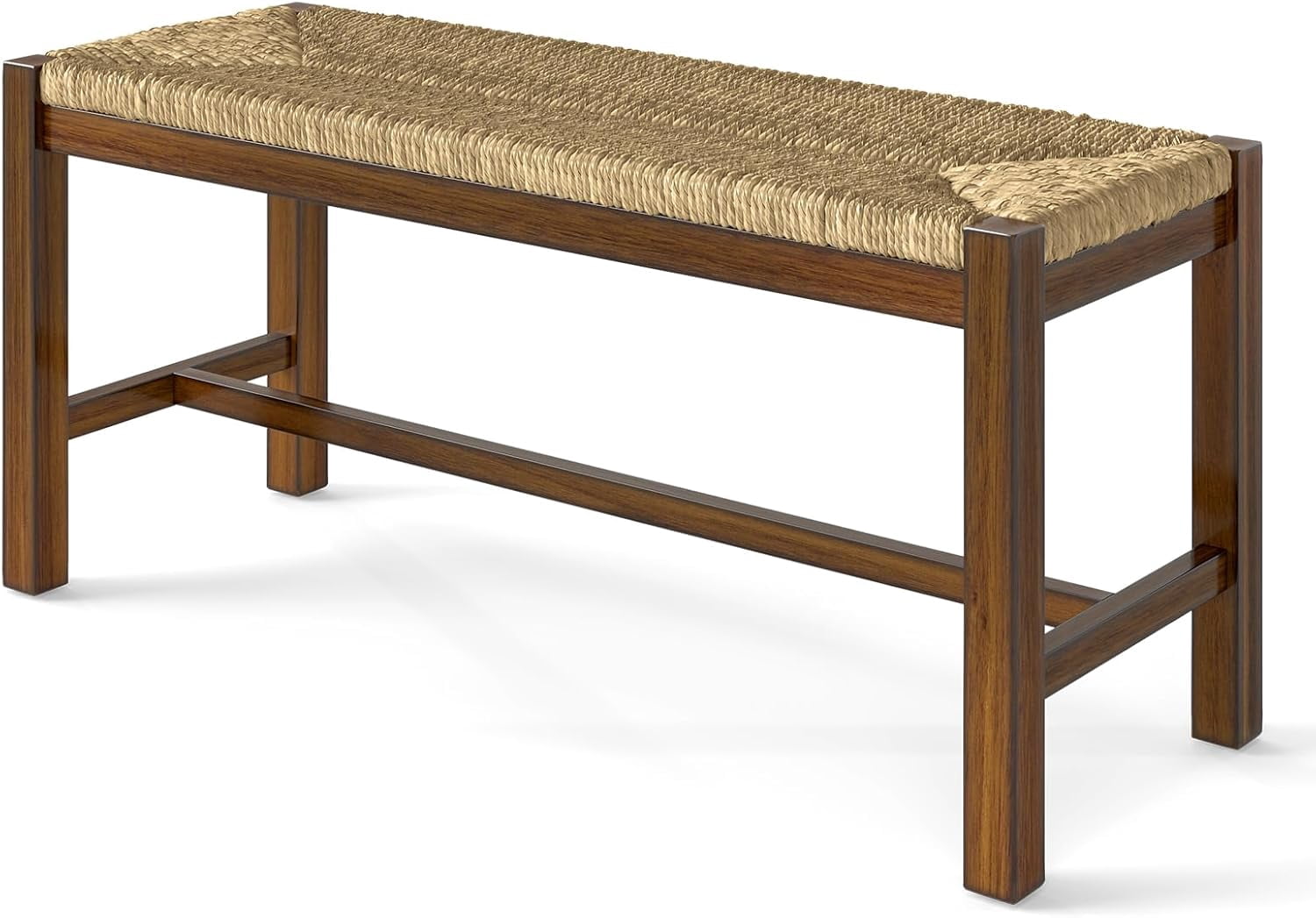 Wangood 40” Dining Bench, Farmhouse Boho Entryway Bench with Woven ...