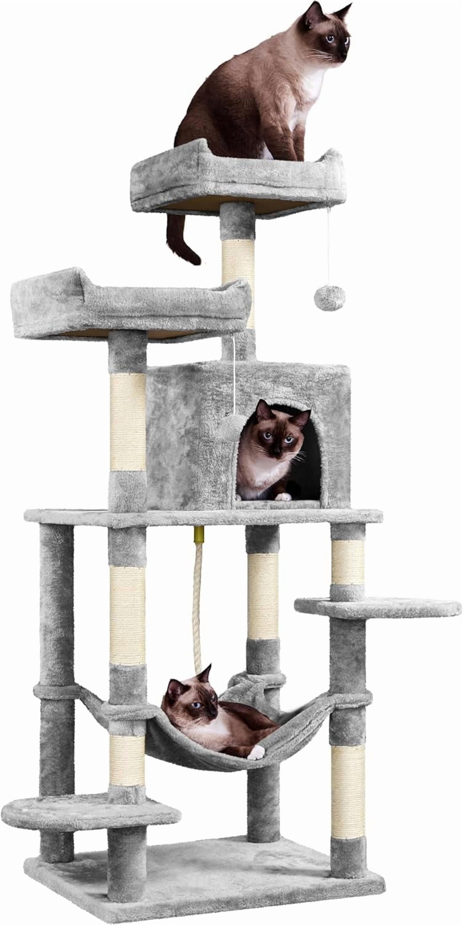 Wangood 59in Cat Tree Large Cat Tower with Scratching Posts, Pet Play ...