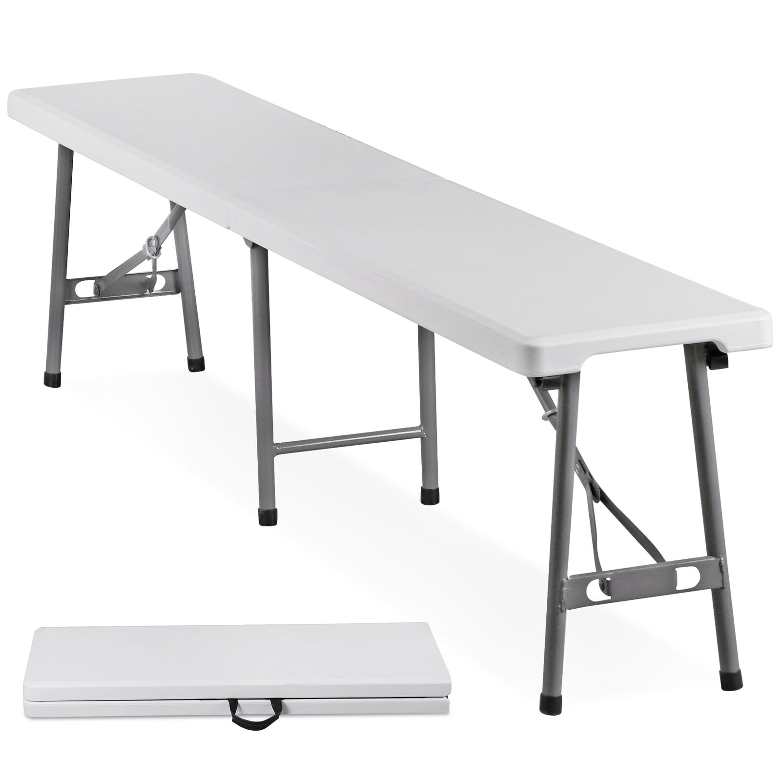 Wangood 6 FT Plastic Folding Bench Portable Outdoor Bench w/ Handle ...