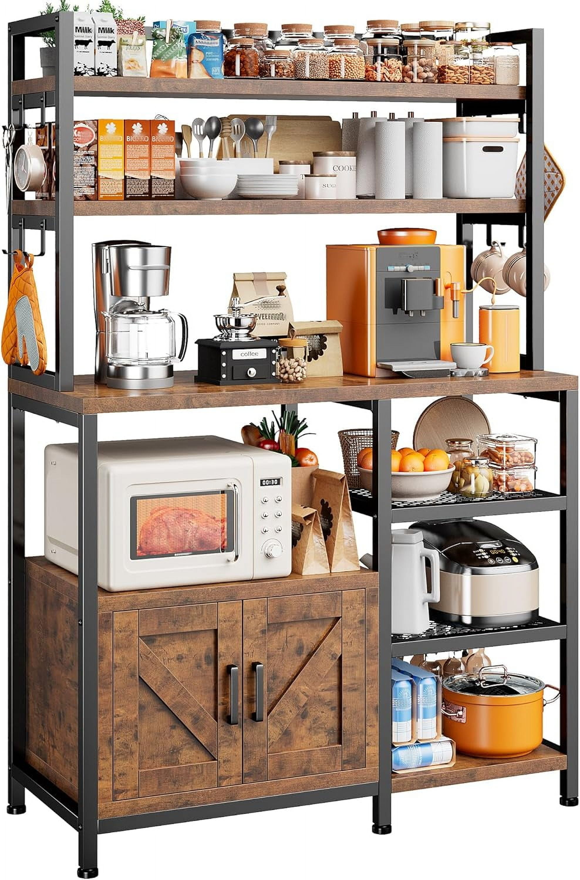 Wangood Bakers Rack, Coffee Bar with Storage Cabinet, 6 Tier Kitchen ...