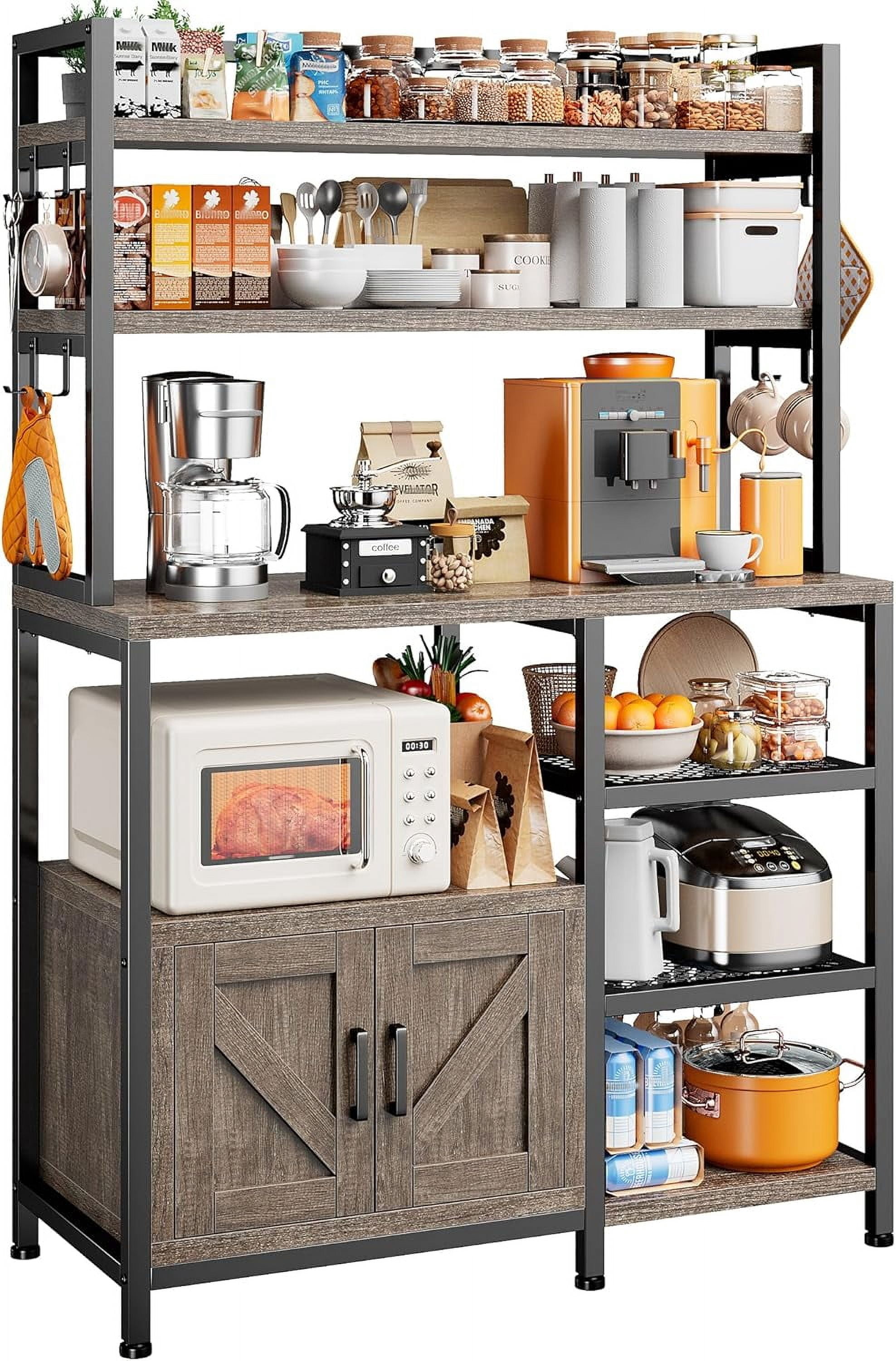 Wangood Bakers Rack for Kitchen with Storage, 6 Tier Coffee Bar with ...