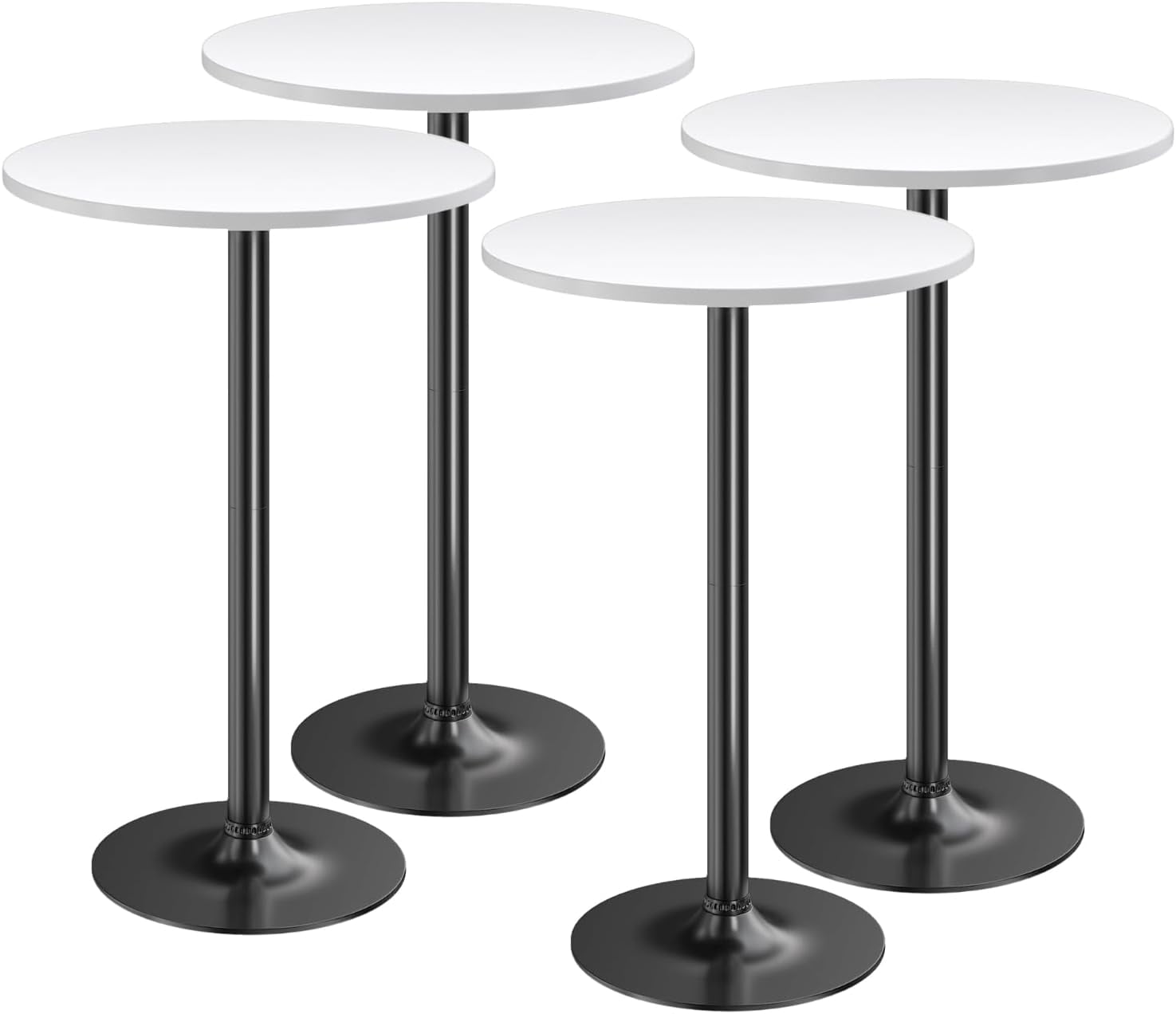 Wangood Bistro Pub Table Round Bar Height Cocktail Table Metal Base MDF ...
