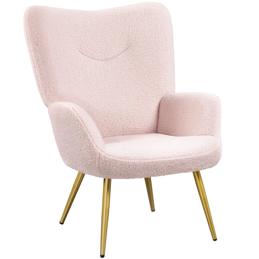 Wangood Boucle Fabric Accent Chair with High Back and Tapered Legs for ...