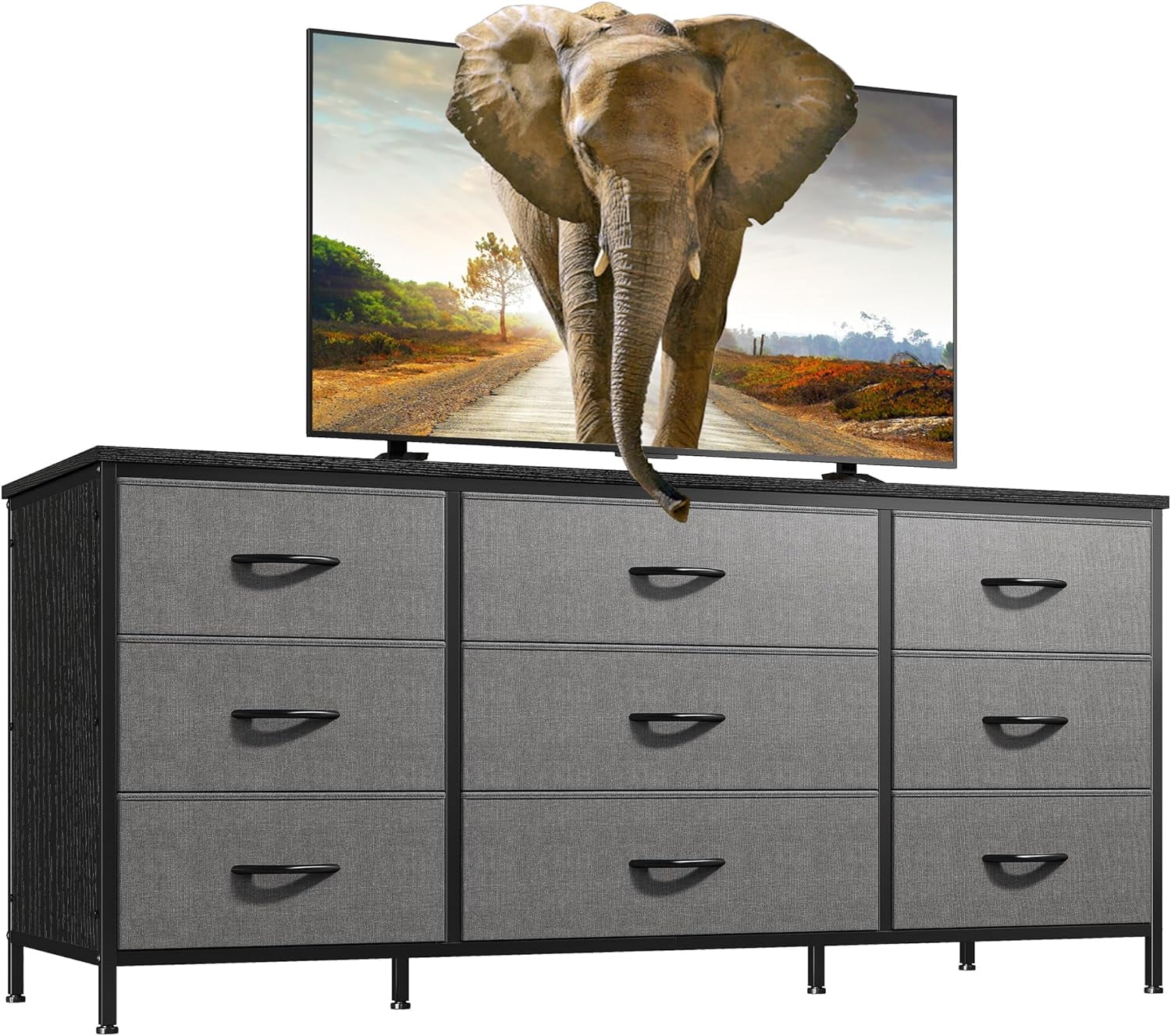 Wangood Dresser TV Stand with 9 Drawers for 60'' TV Stand for Bedroom ...