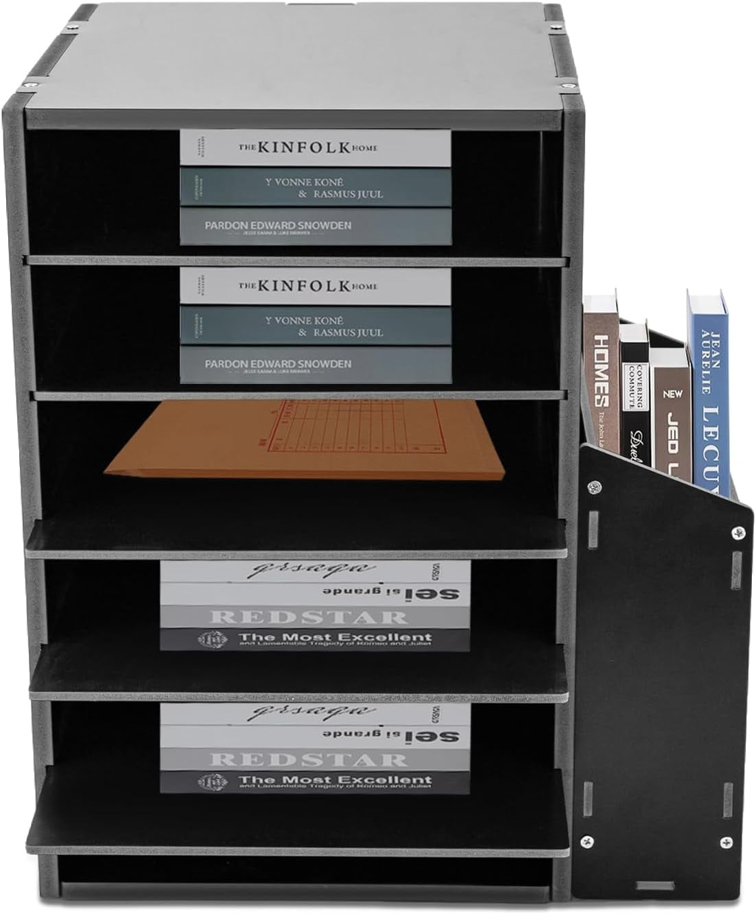 Wangood File Organizer for Desk, 6-Tier Desktop Organizer with Side ...