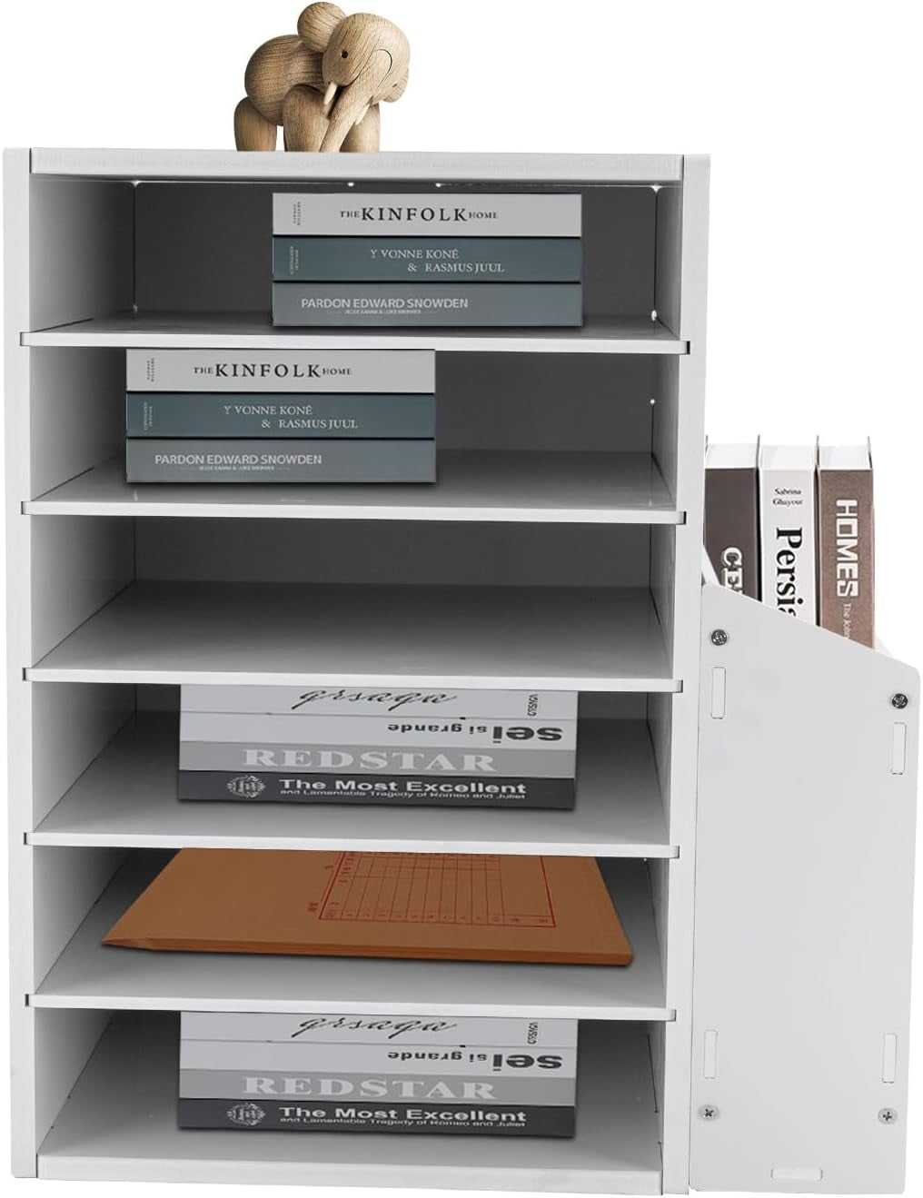 Wangood File Organizer for Desk, 6-Tier Desktop Organizer with Side ...