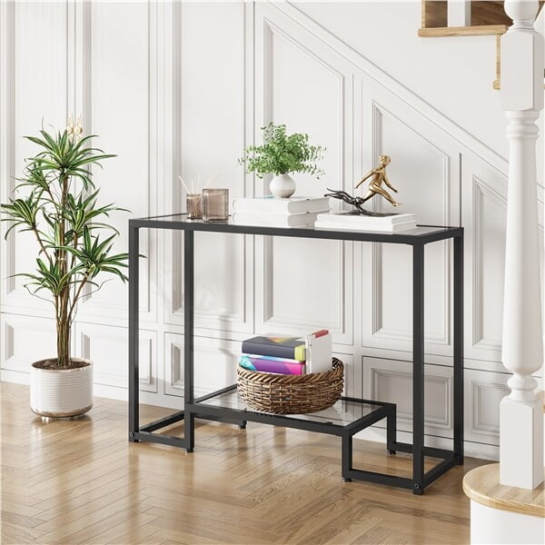 Wangood Modern Entryway Accent Glass table Easy Assembly for Hallway, Sofa Living Room - Walmart.com