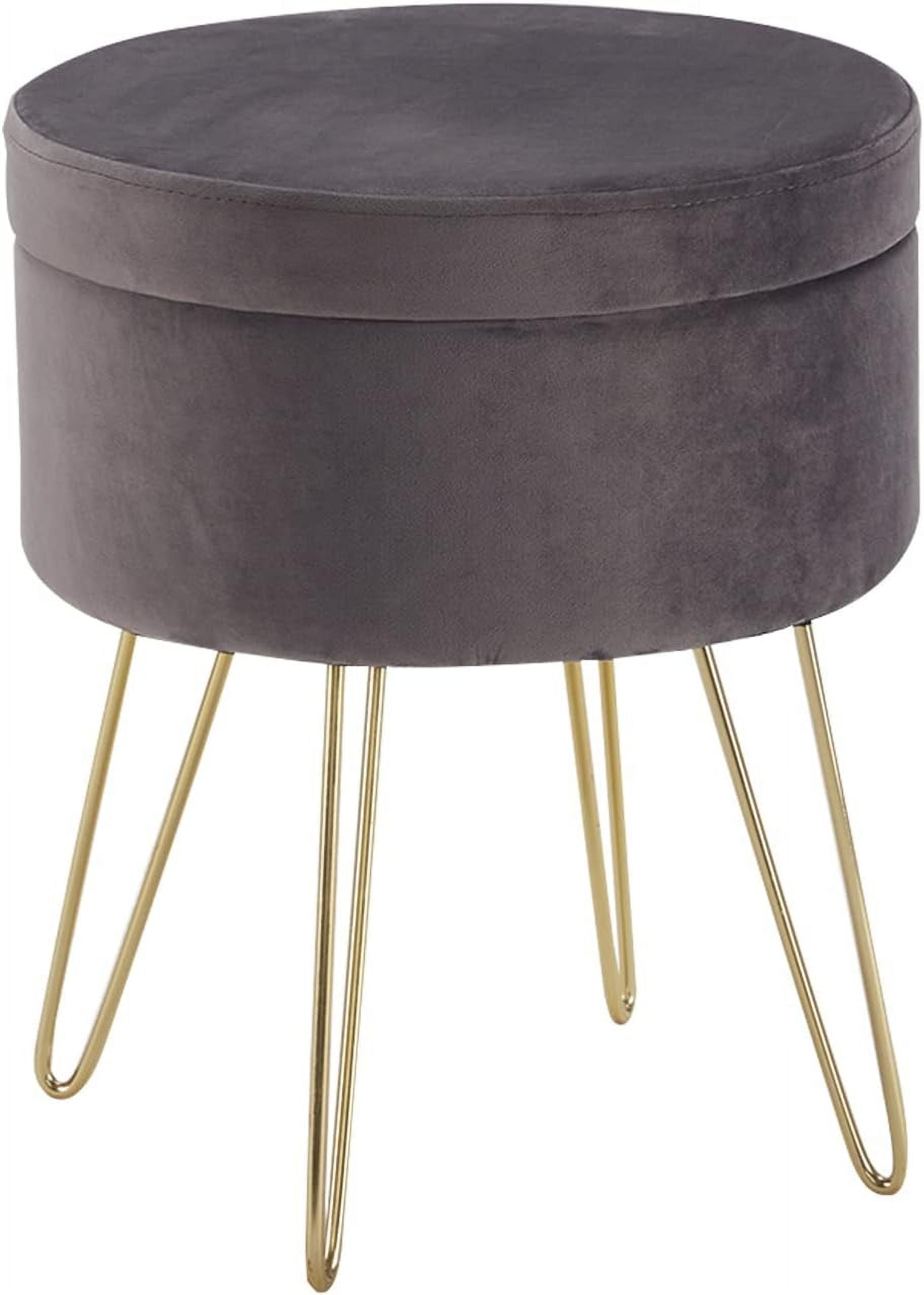 Wangood Velvet Storage Ottoman, Vanity Stool with Removable Cover ...