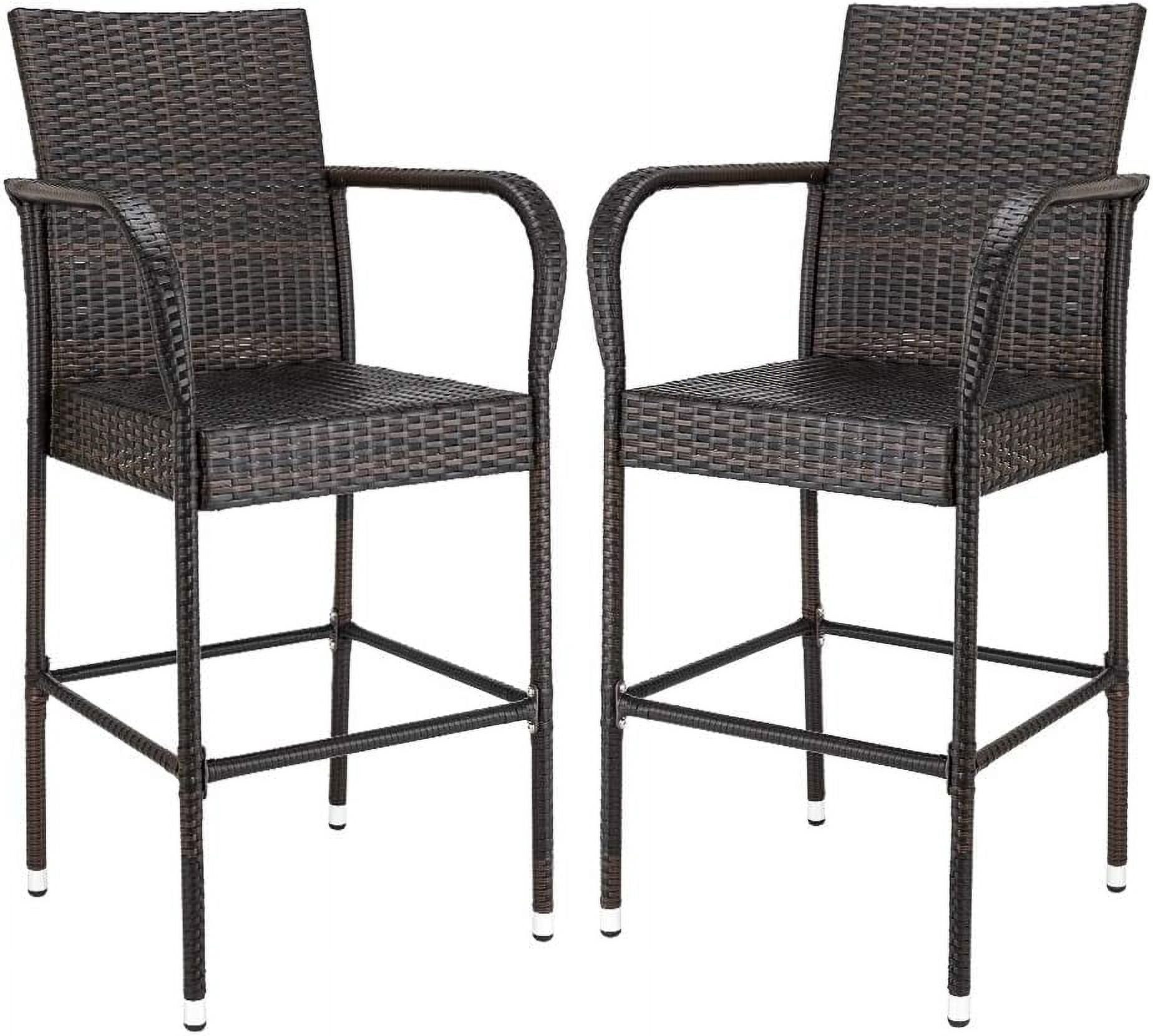 Wangood Wicker Bar Stools Outdoor Set of 2, Outdoor Bar Height Chairs ...
