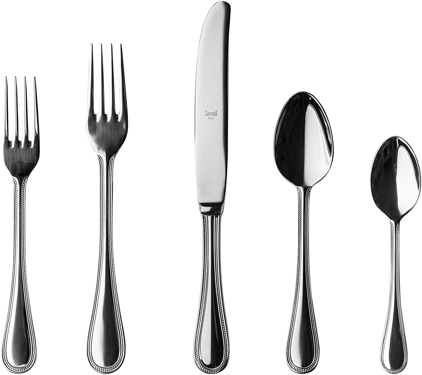 Wangxin 107622005 Perla 5-Piece Durable 18/10 Stainless Steel American Style Flatware Cutlery ...